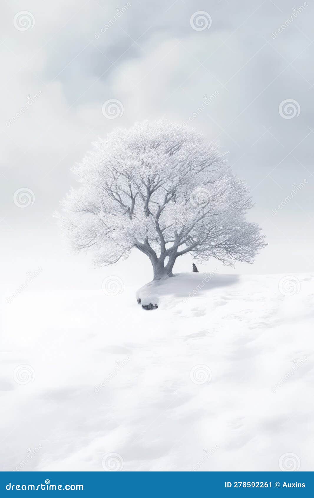 Illustration Beautiful Landscape of Big Tree and Snow Winter Created ...