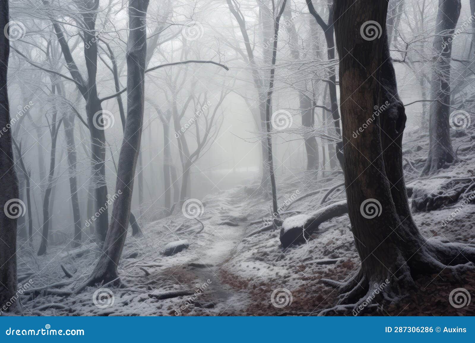 Illustration Beautiful Landscape of Big Tree and Snow Winter Created ...