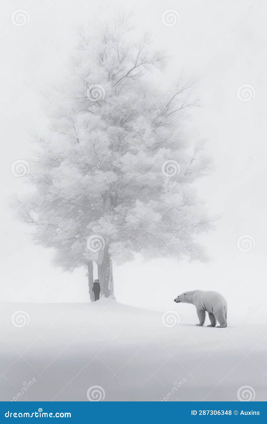 Illustration Beautiful Landscape of Big Tree and Snow Winter Created ...