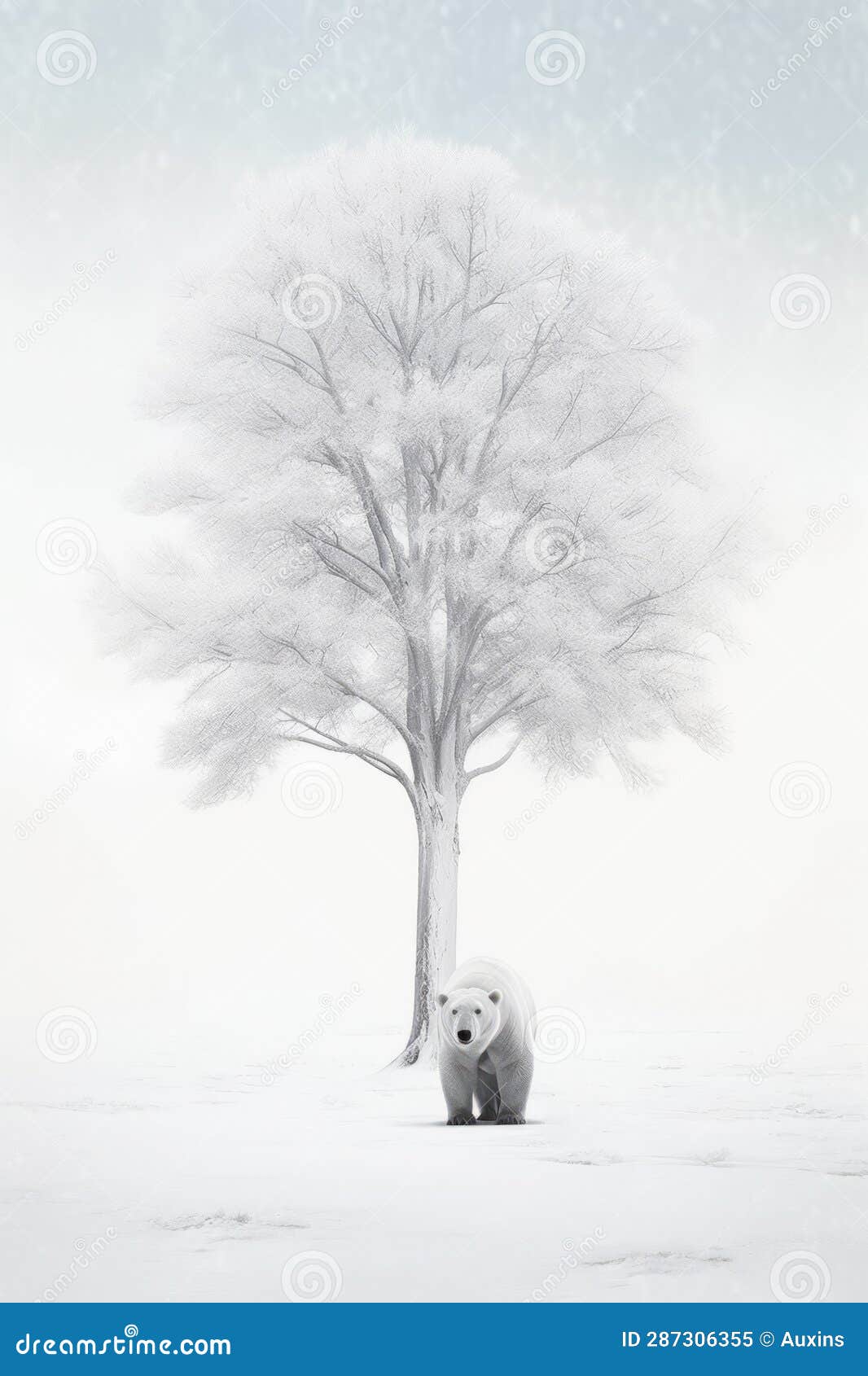 Illustration Beautiful Landscape of Big Tree and Snow Winter Created ...