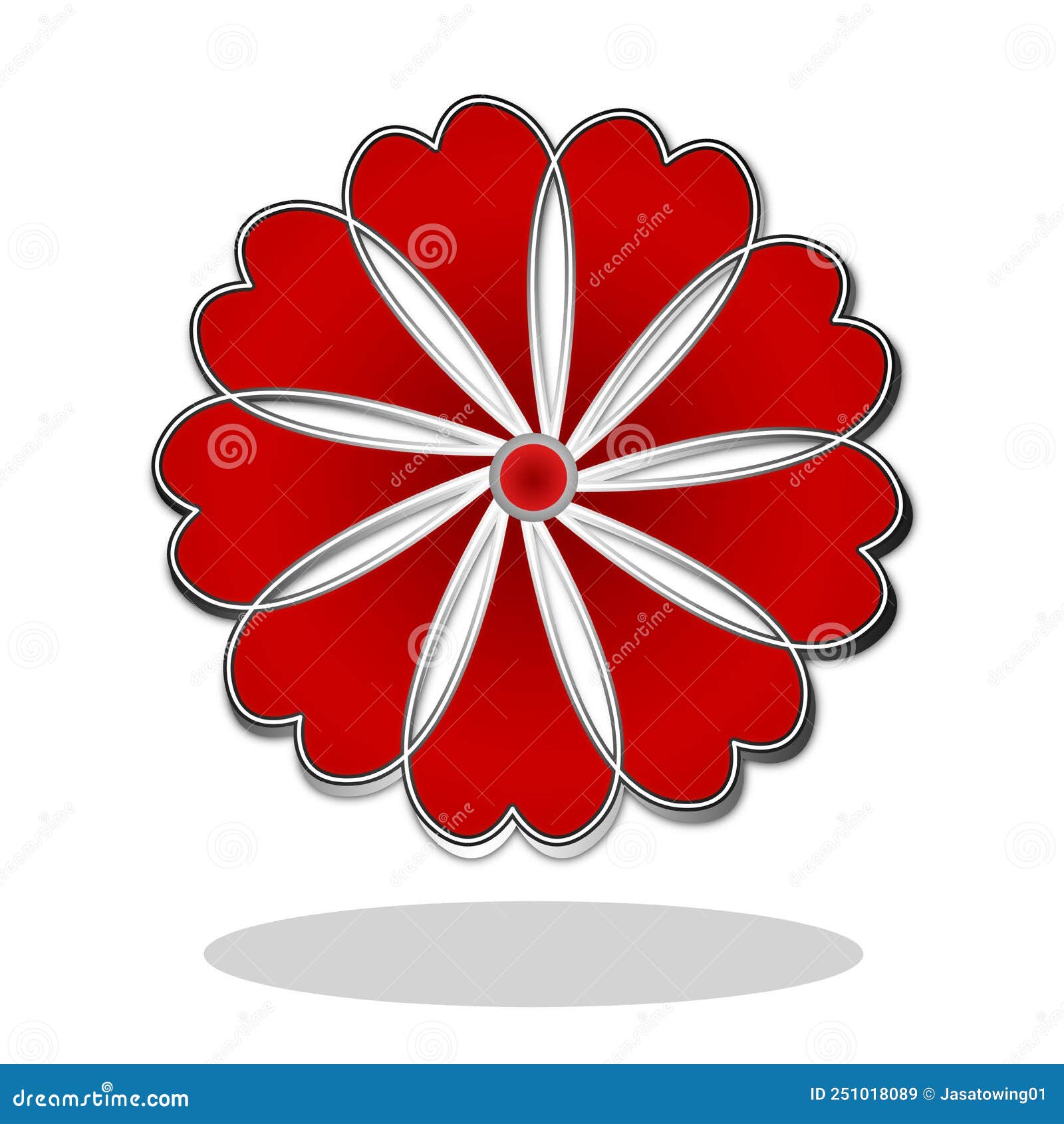 Illustration of a Beautiful Red Flower 3D Drawing. Stock Illustration ...