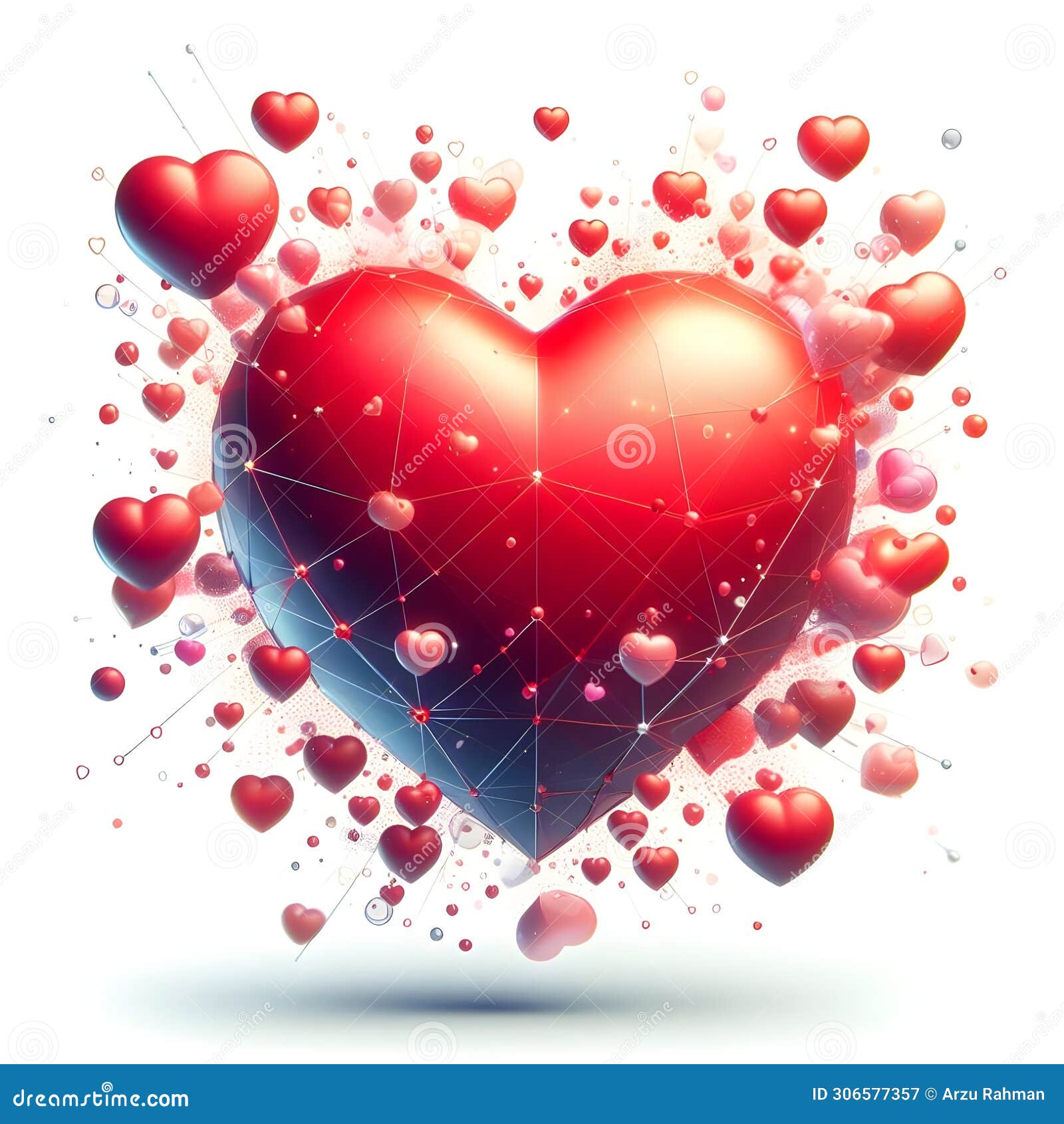 Beautiful red heart shape stock illustration. Illustration of flower ...