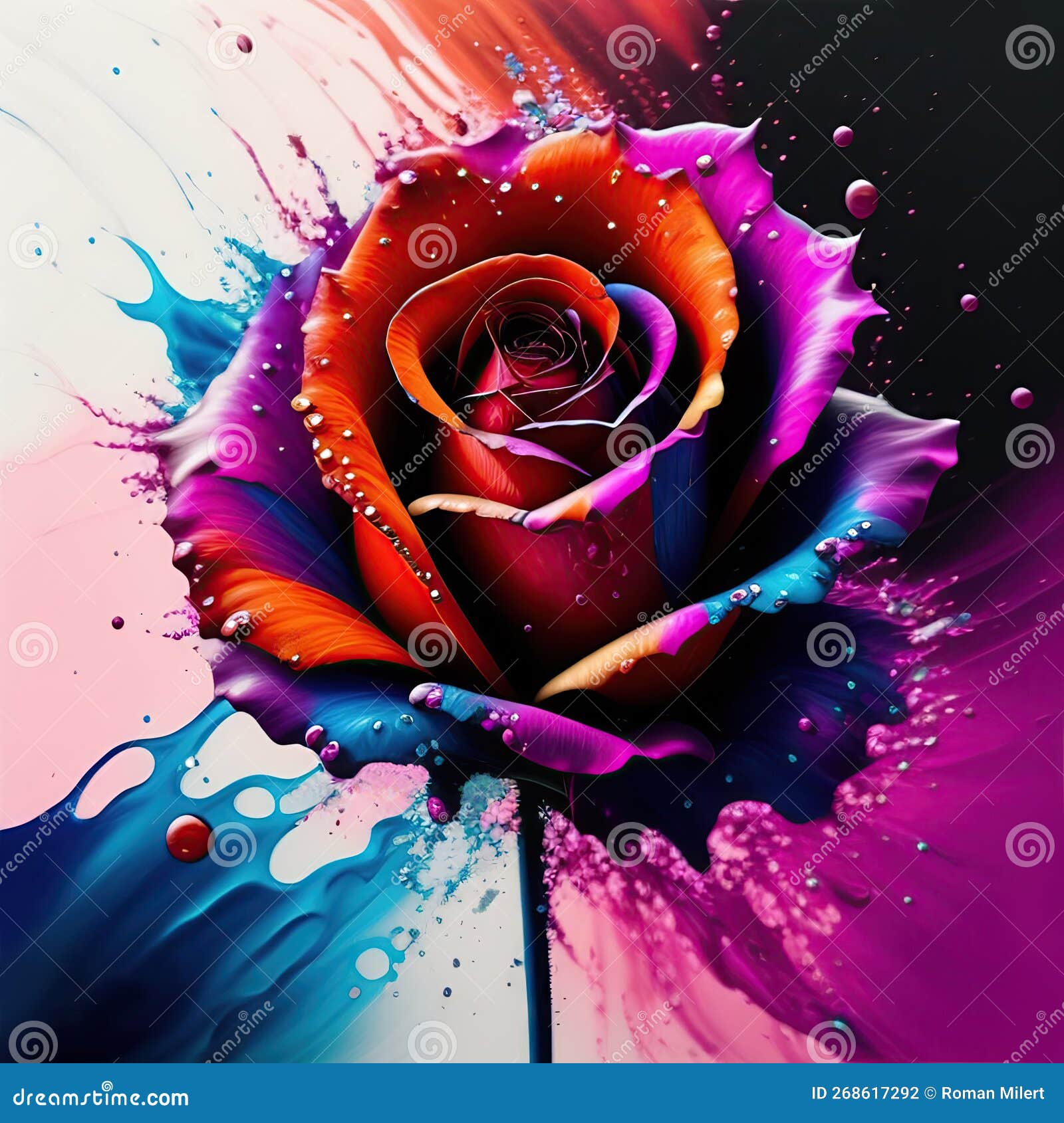 Beautiful Rose in Abstract Splash Style Stock Illustration ...
