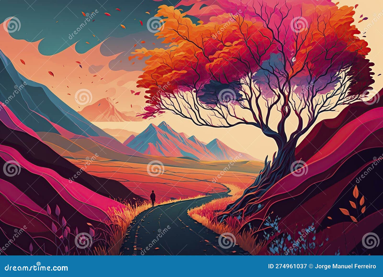 Illustration, Beautiful Scenery Full of Color, Ai Generative Stock ...
