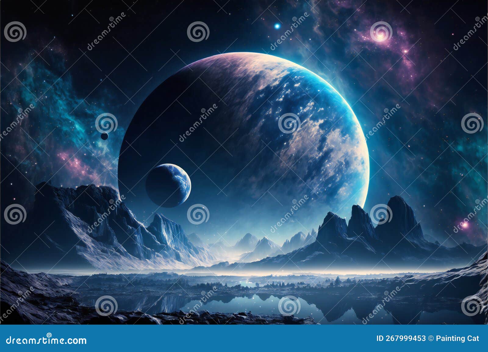 Beautiful Space Backdrop, Digital Illustration Painting Stock ...