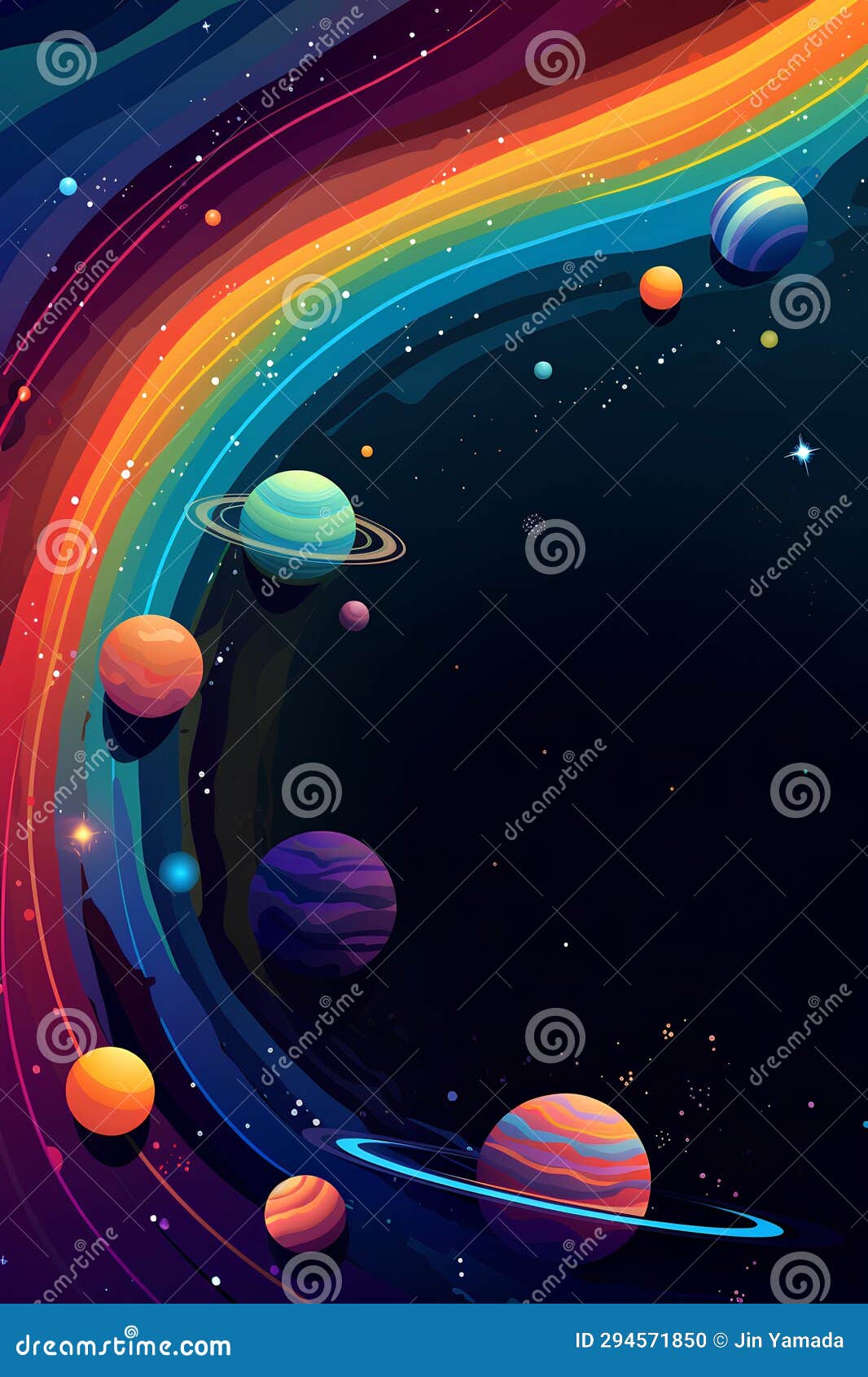Illustration of a Beautiful Space Background with Planets, Stars and ...