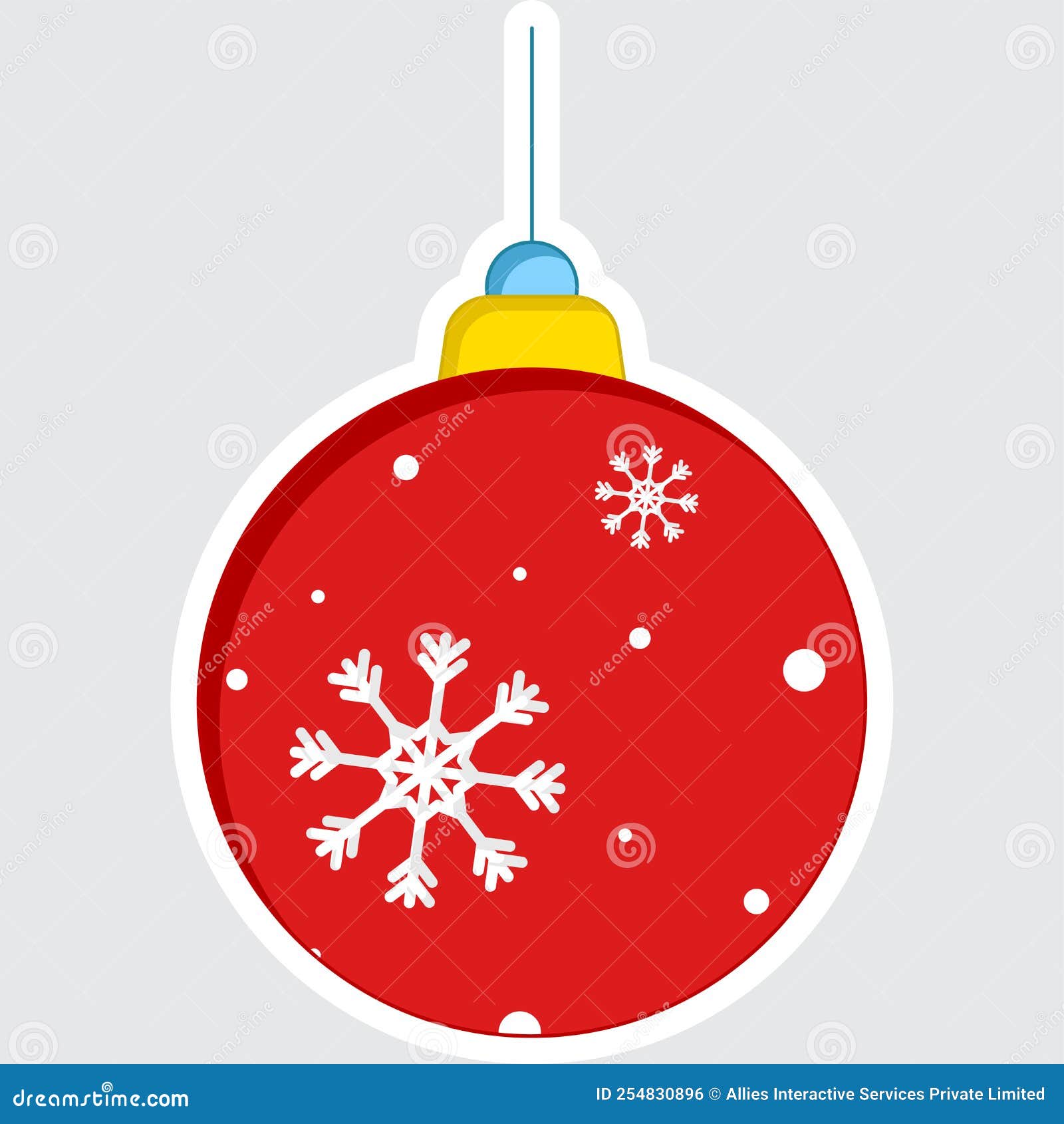 Illustration of Beautiful Sticker Style Bauble Icon on White Stock ...