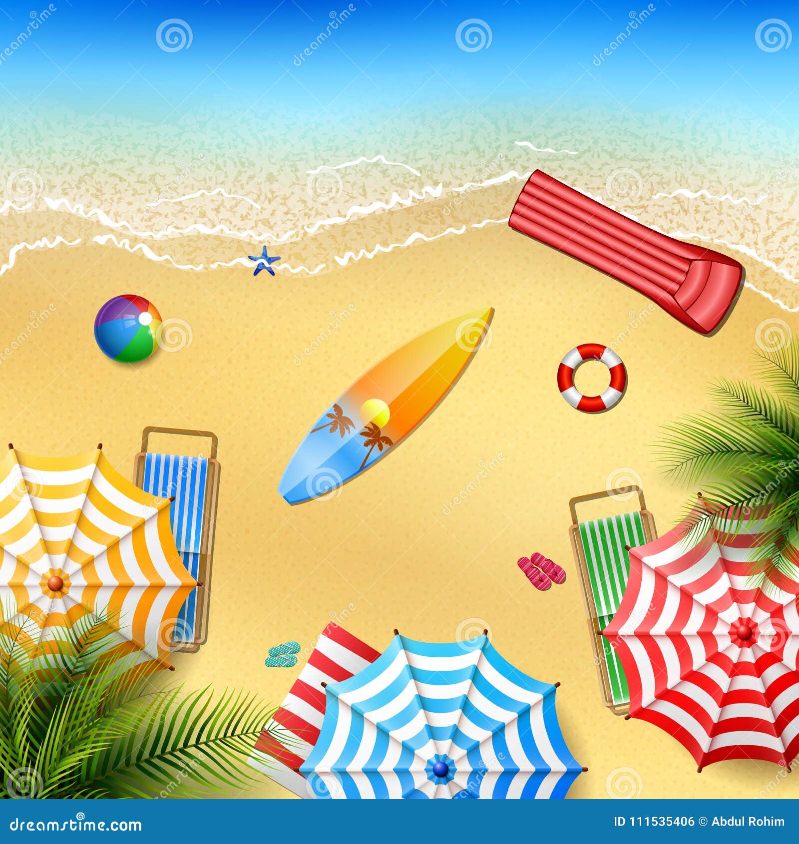 Beautiful tropical beach stock vector. Illustration of cartoon - 111535406