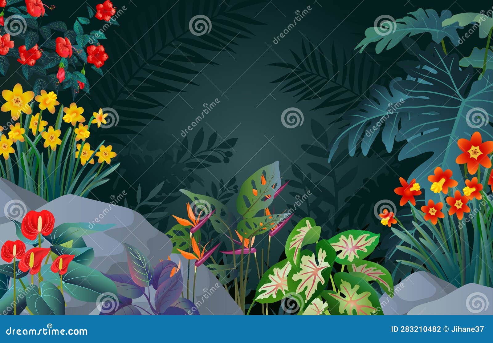 Illustration of Beautiful Tropical Forest Background Stock Illustration ...