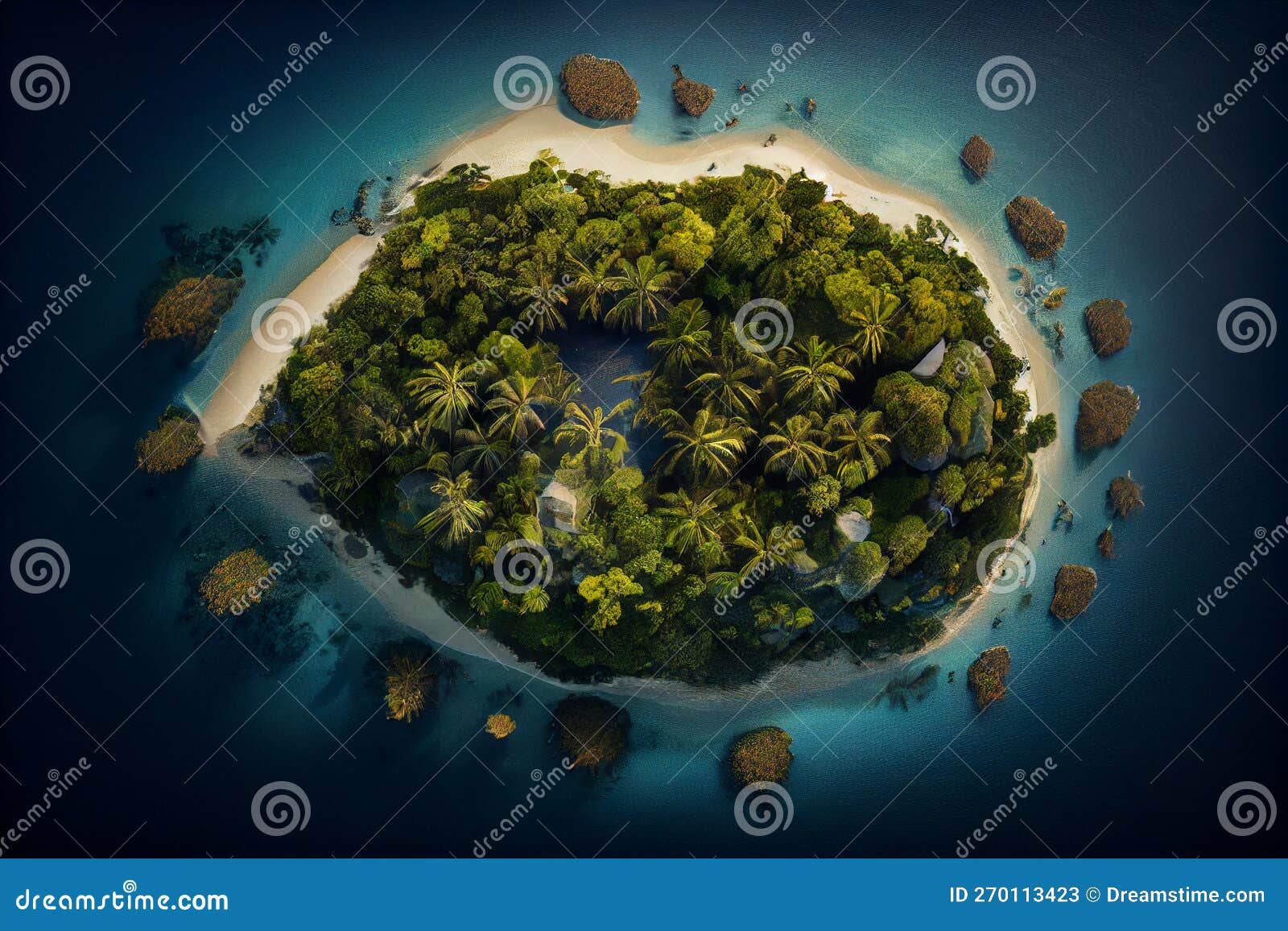 Illustration of a Beautiful Uninhabitated Topical Island Stock ...