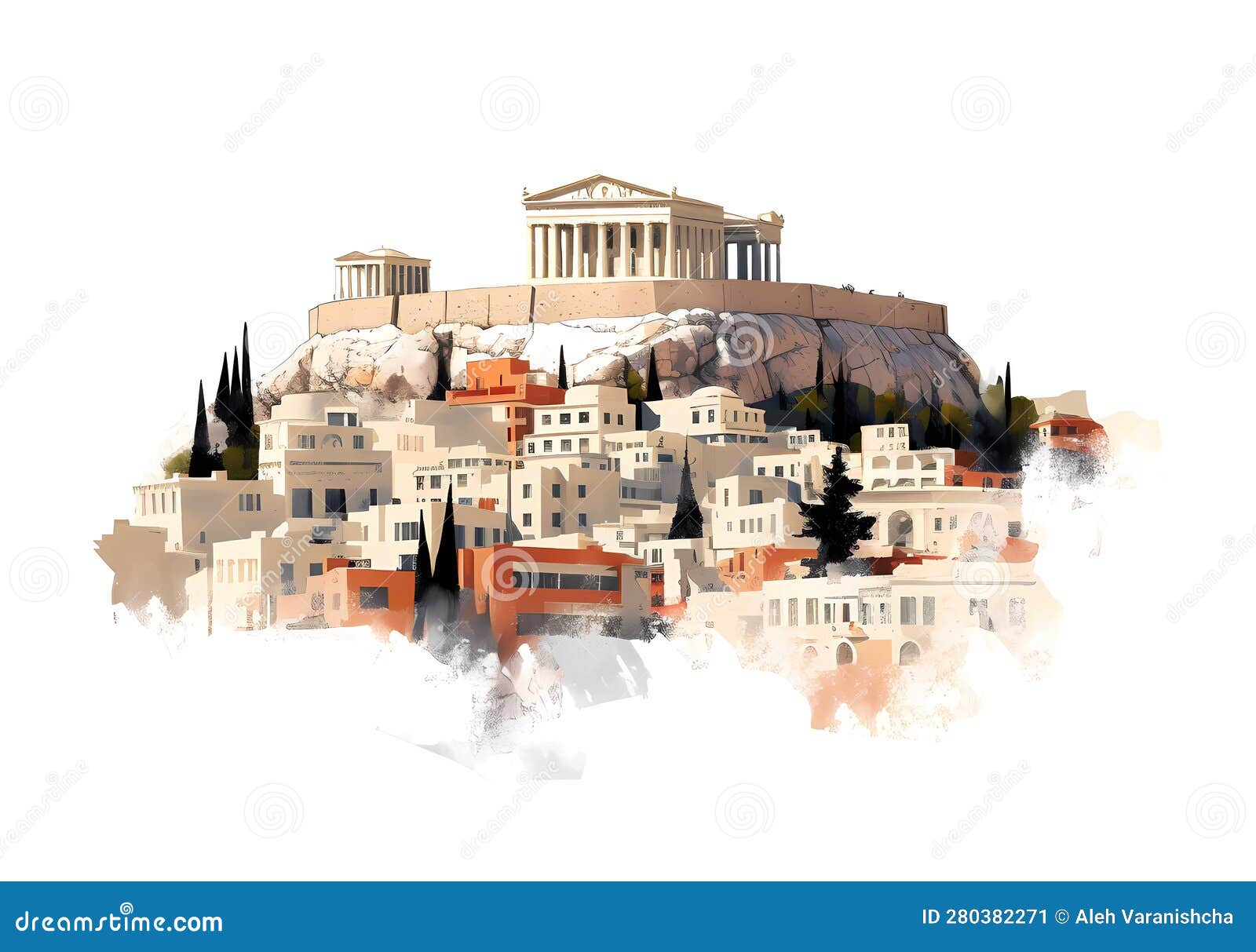 Illustration of Beautiful View of Athens, Greece Stock Illustration ...