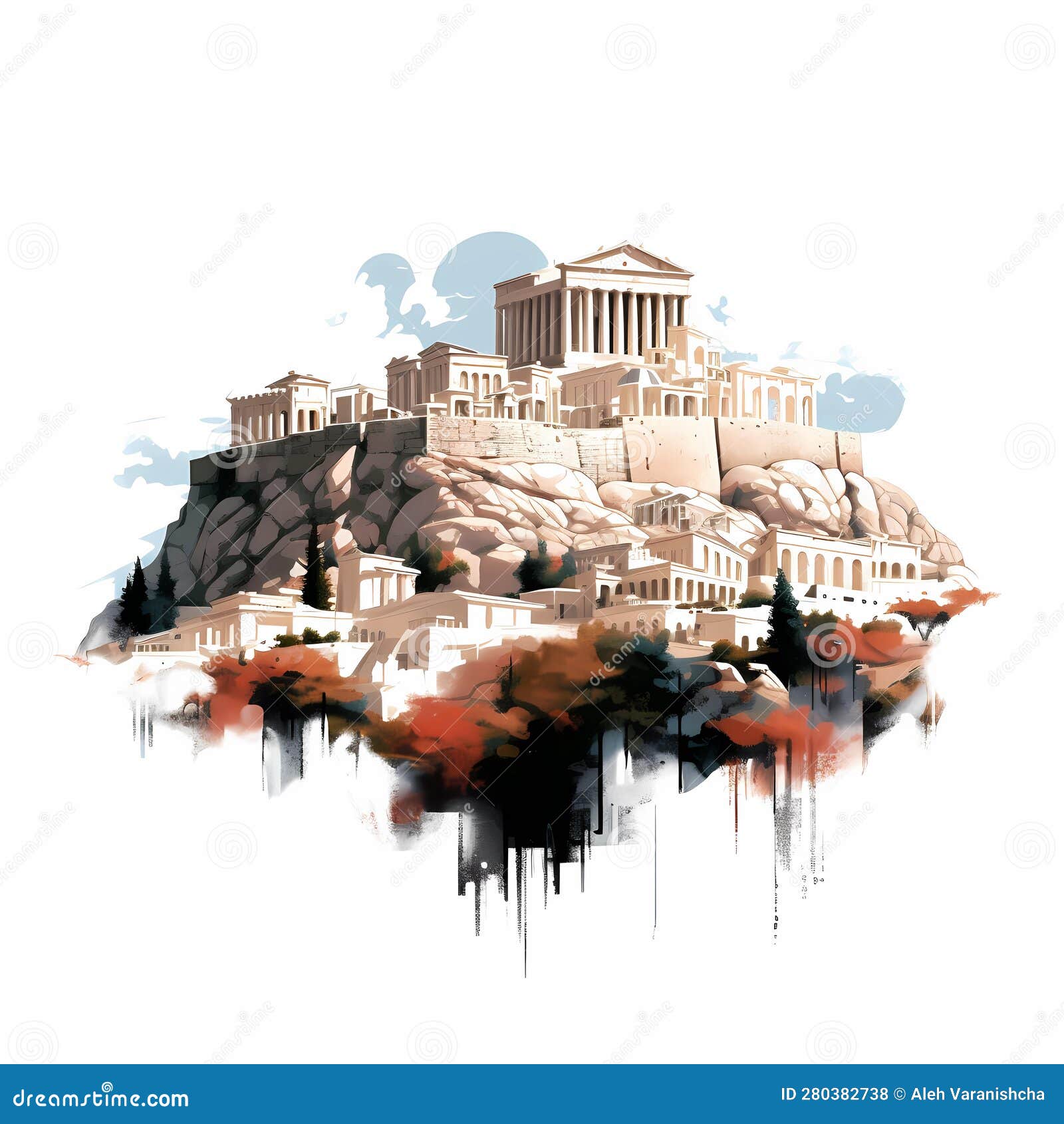 Illustration of Beautiful View of Athens, Greece Stock Illustration ...