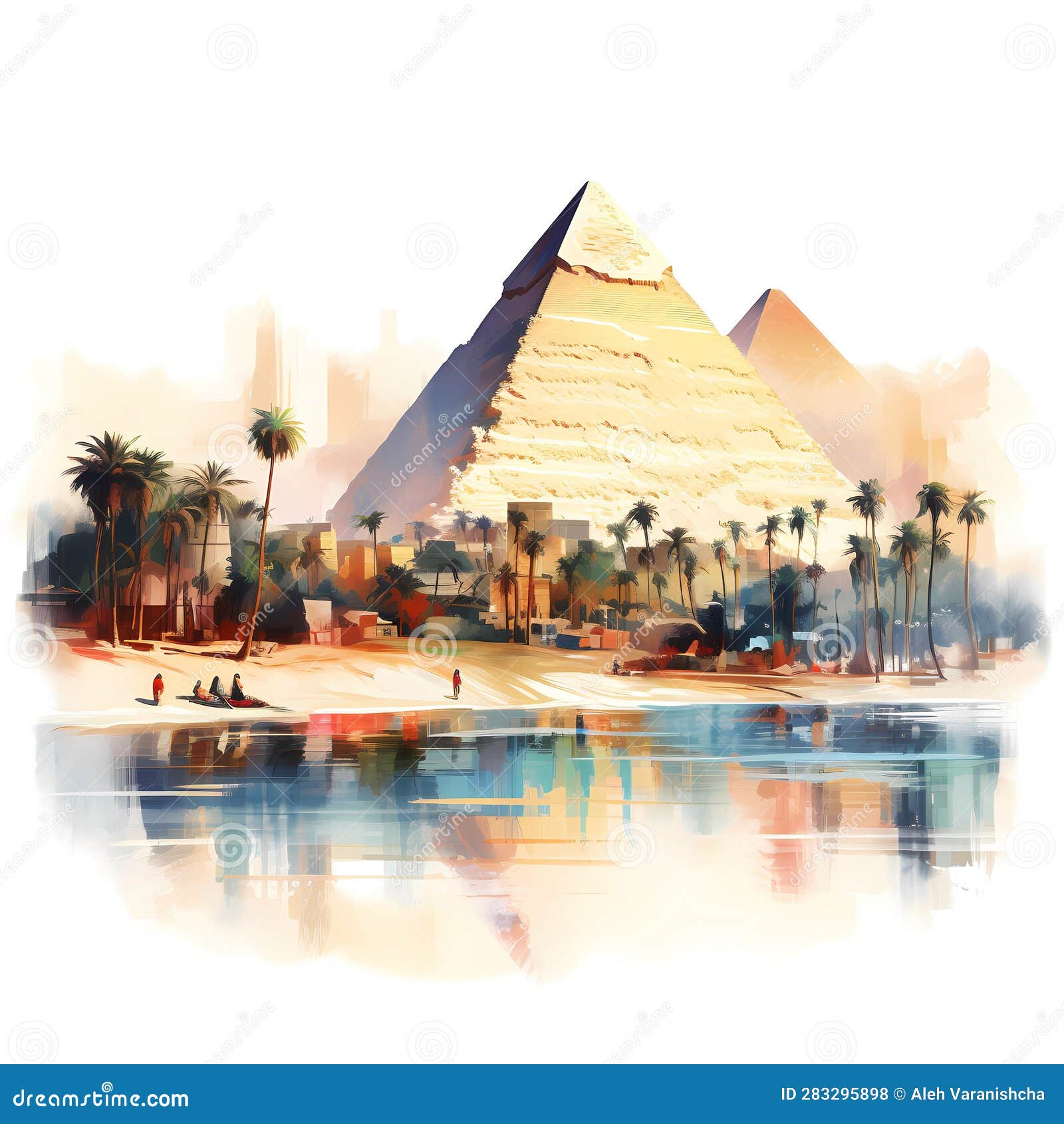 Illustration of a Beautiful View of the Egyptian Pyramids, Egypt Stock ...