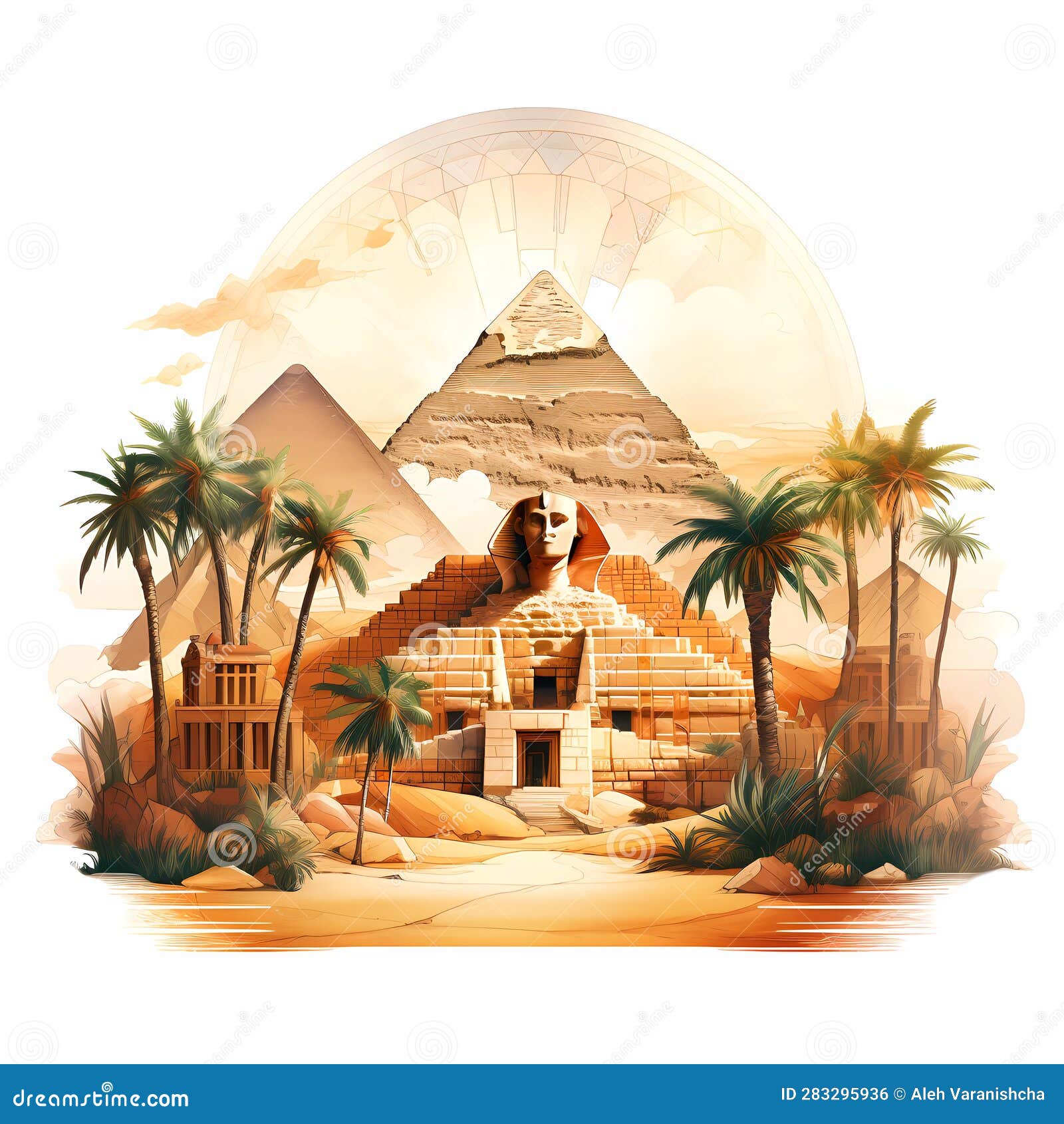 Illustration of a Beautiful View of the Egyptian Pyramids, Egypt Stock ...