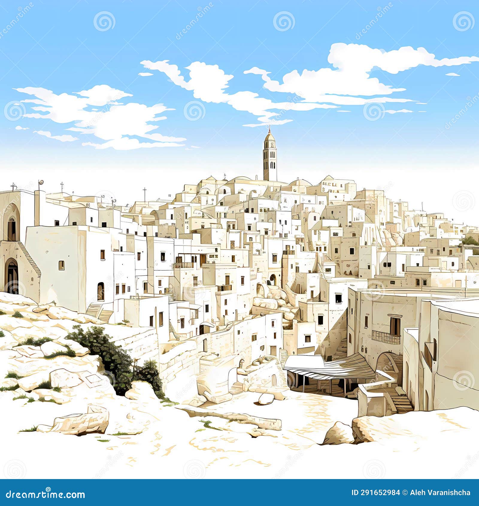 Illustration of Beautiful View of Matera, Italy Stock Photo - Image of ...