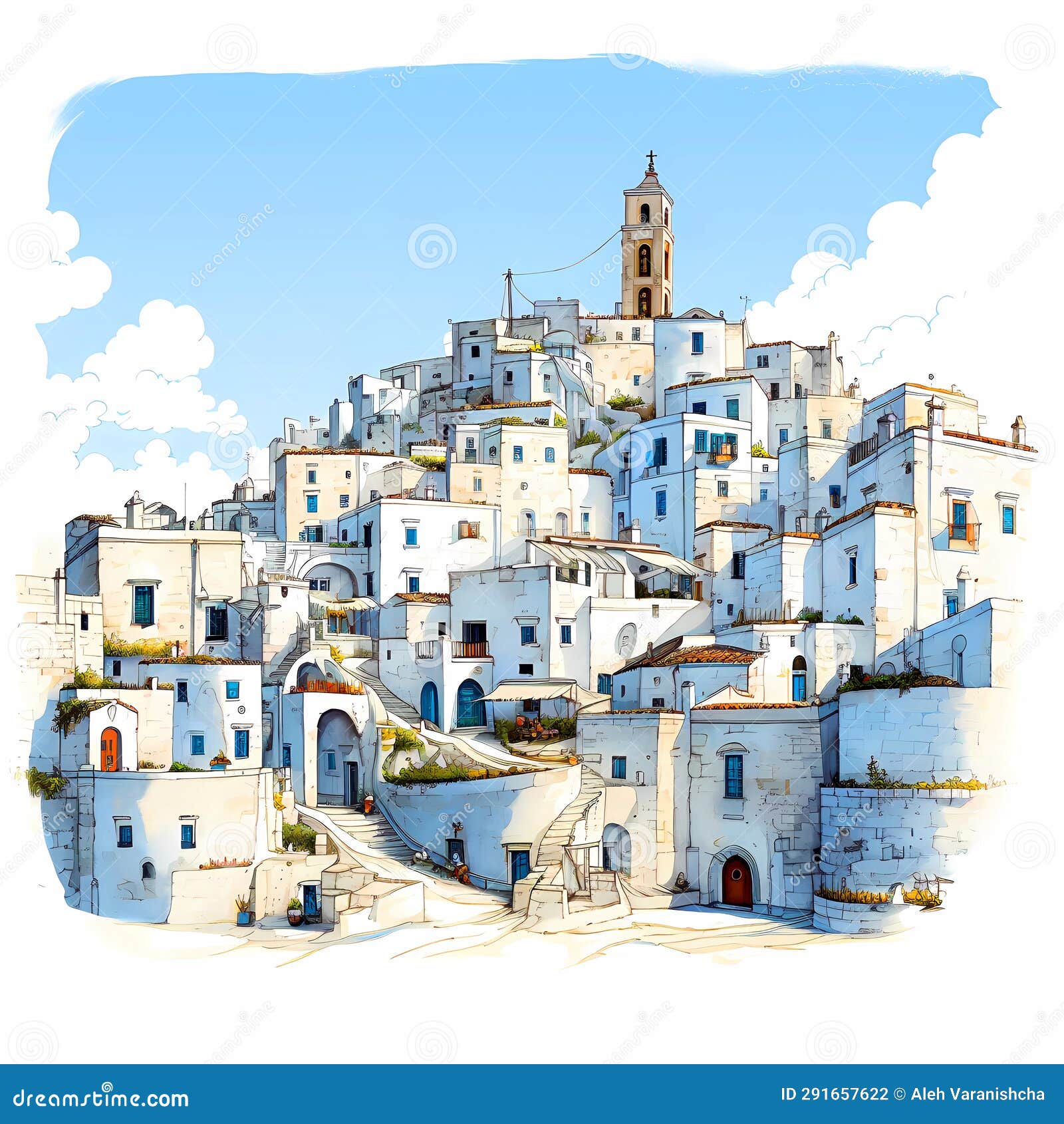Illustration of Beautiful View of Matera, Italy Stock Photo - Image of ...