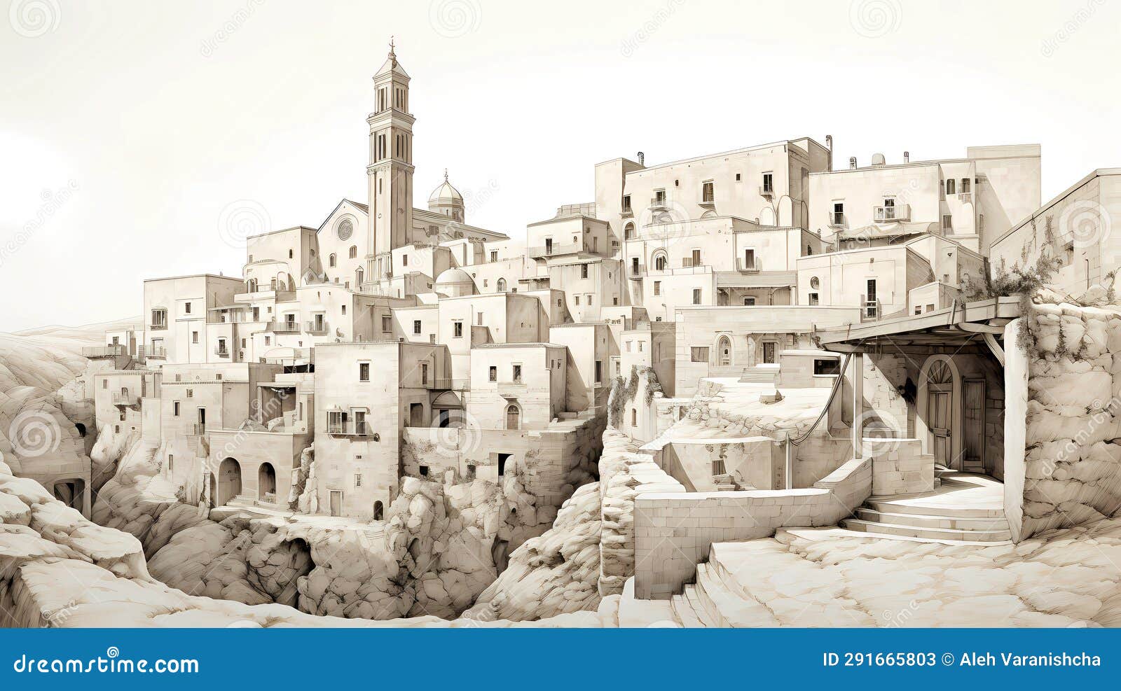 Illustration of Beautiful View of Matera, Italy Stock Illustration ...