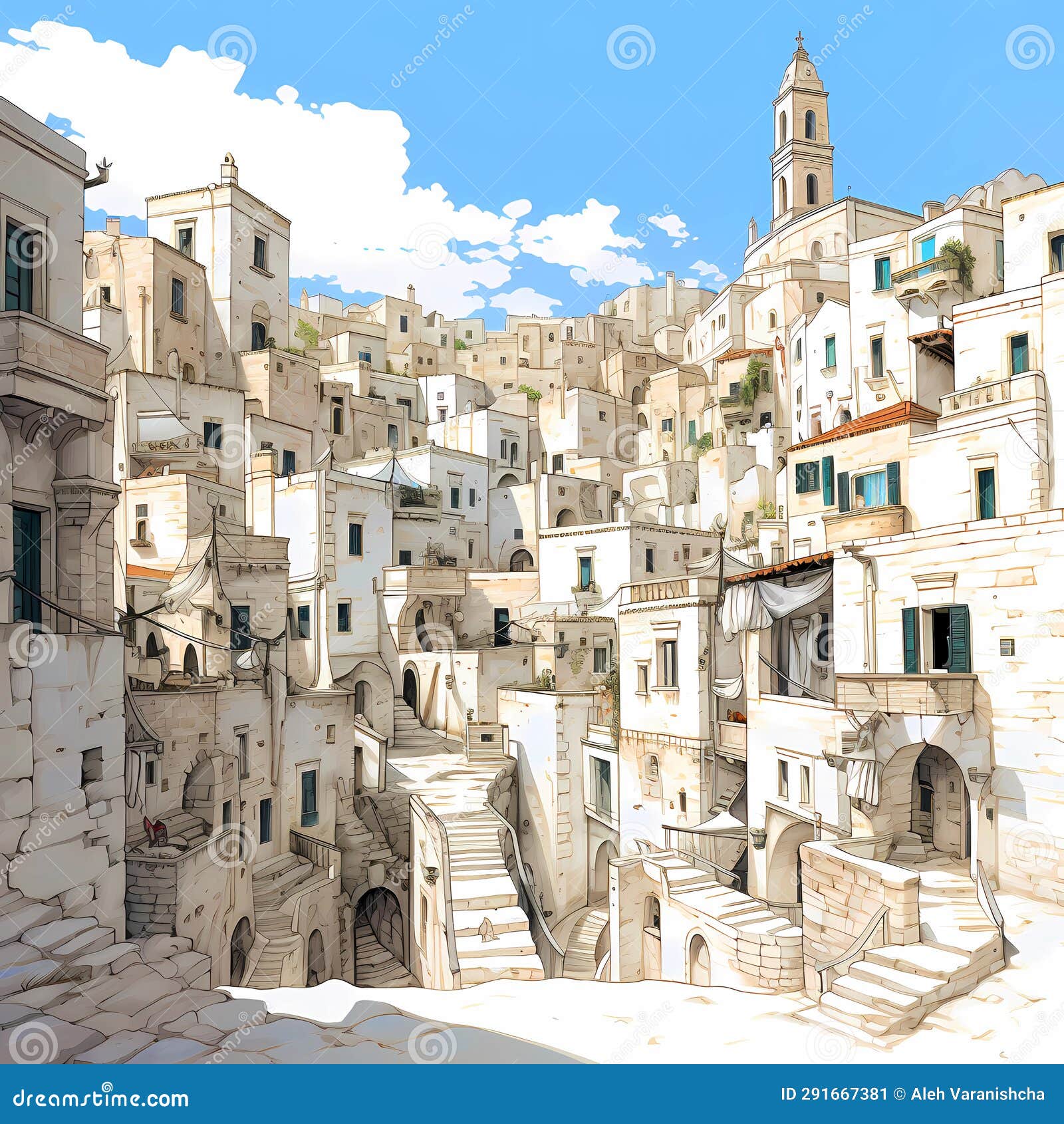 Illustration of Beautiful View of Matera, Italy Stock Illustration ...