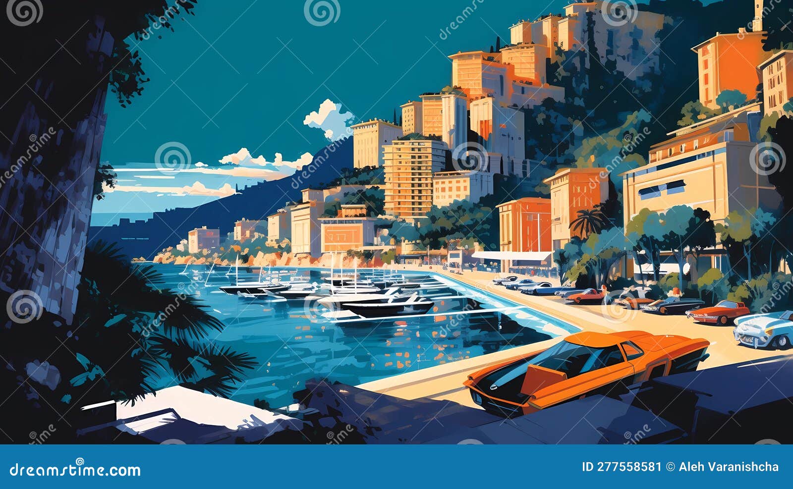 Illustration of Beautiful View of Monte Carlo, Monaco Stock ...