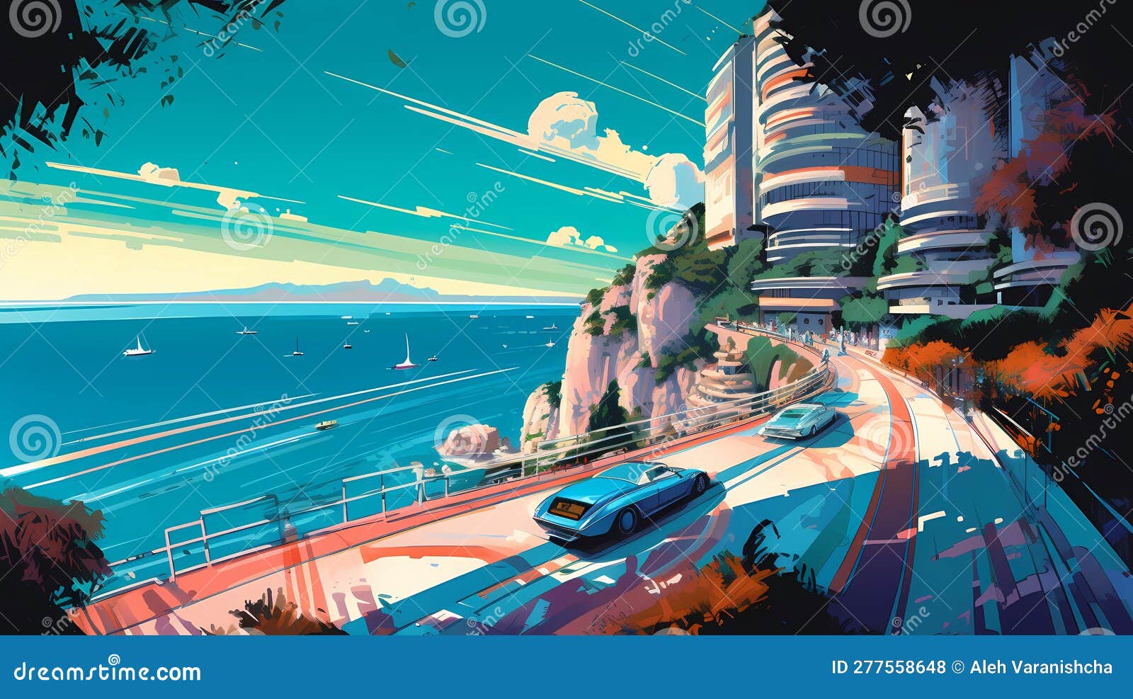 Illustration of Beautiful View of Monte Carlo, Monaco Stock ...