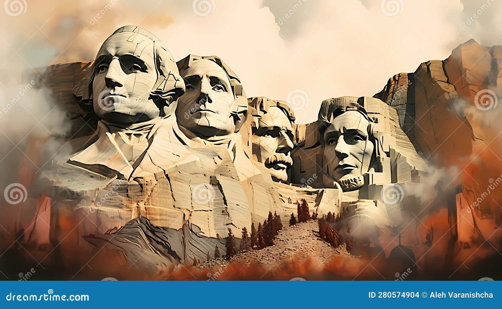 Mount Rushmore, Keystone, South Dakota, United States: Landmark Vector ...