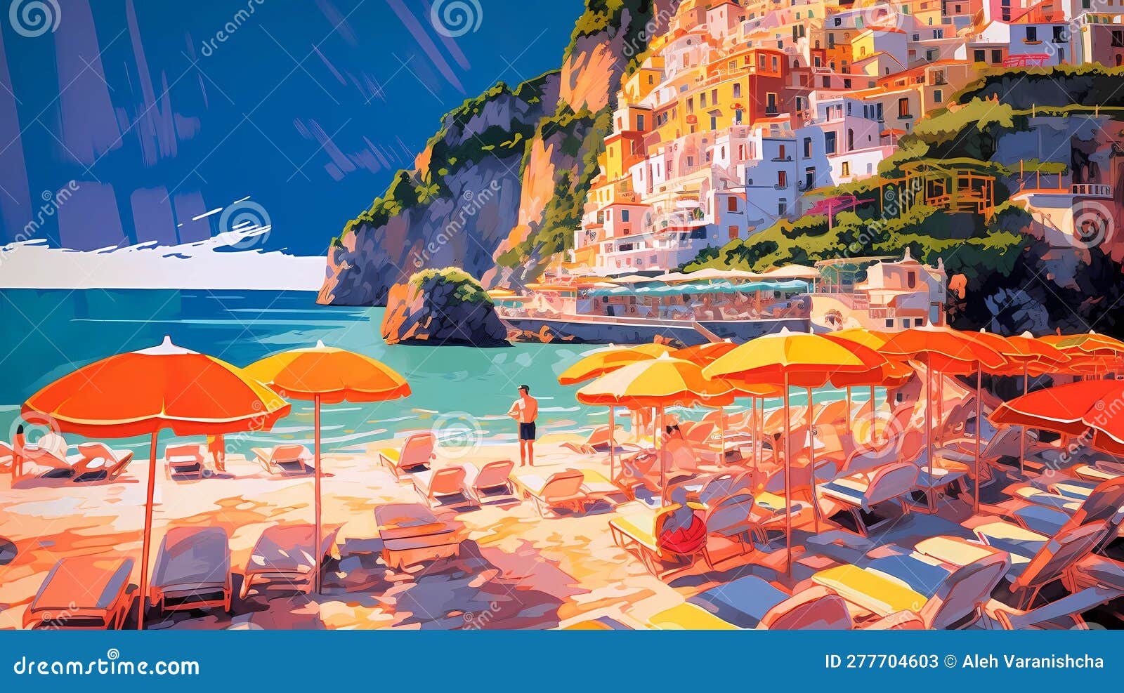 Illustration of Beautiful View of Positano, Italy Stock Illustration ...