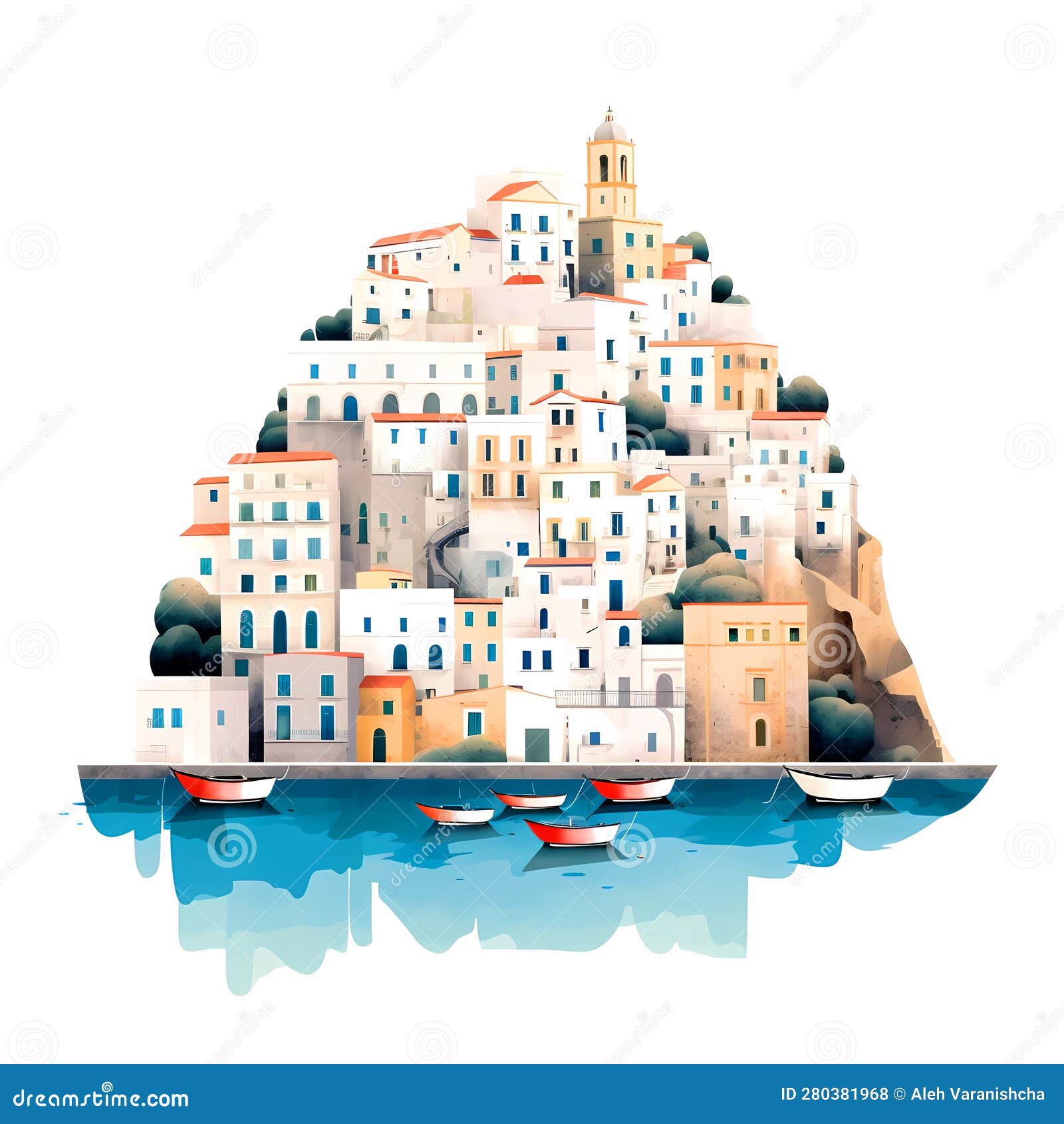 Illustration of Beautiful View of Positano, Italy Stock Illustration ...