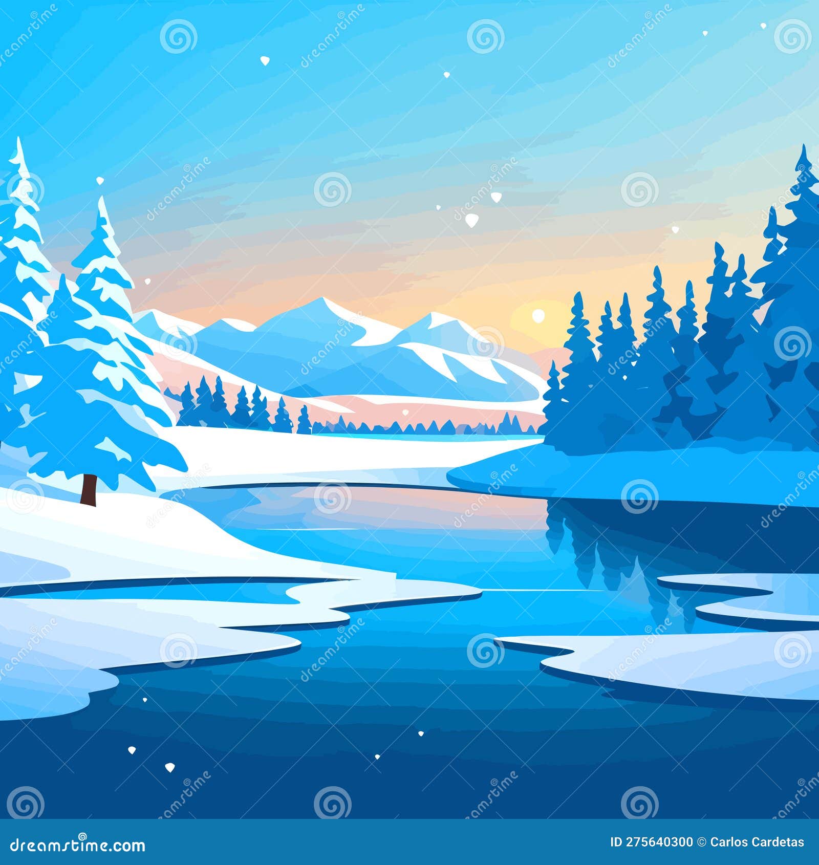 Illustration of a Beautiful Winter Scene Stock Illustration ...