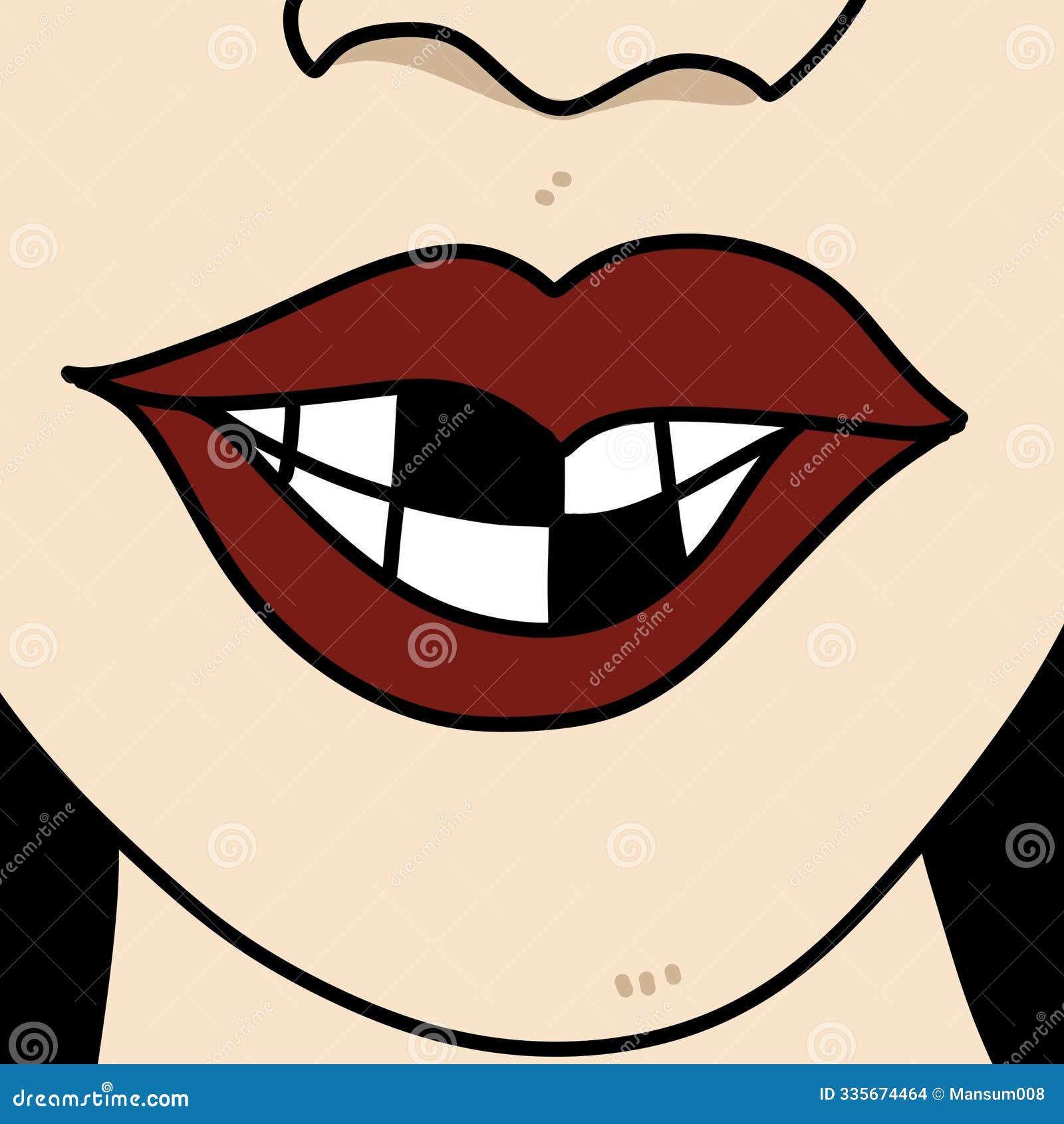 Illustration of a Beautiful Woman Tooth with Red Lips Stock ...