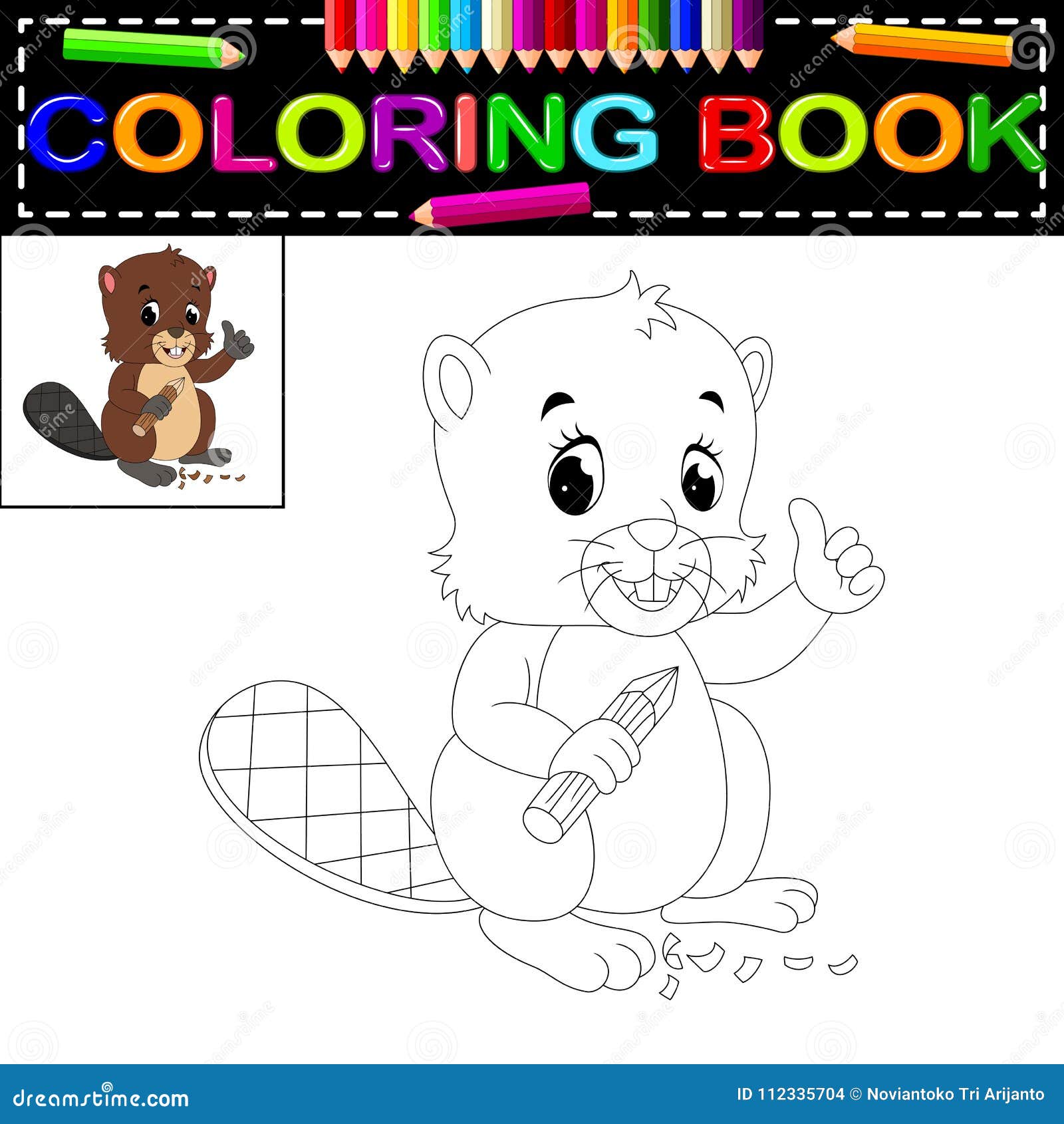Beaver Coloring Pages Cartoon Stock Illustration | CartoonDealer.com ...
