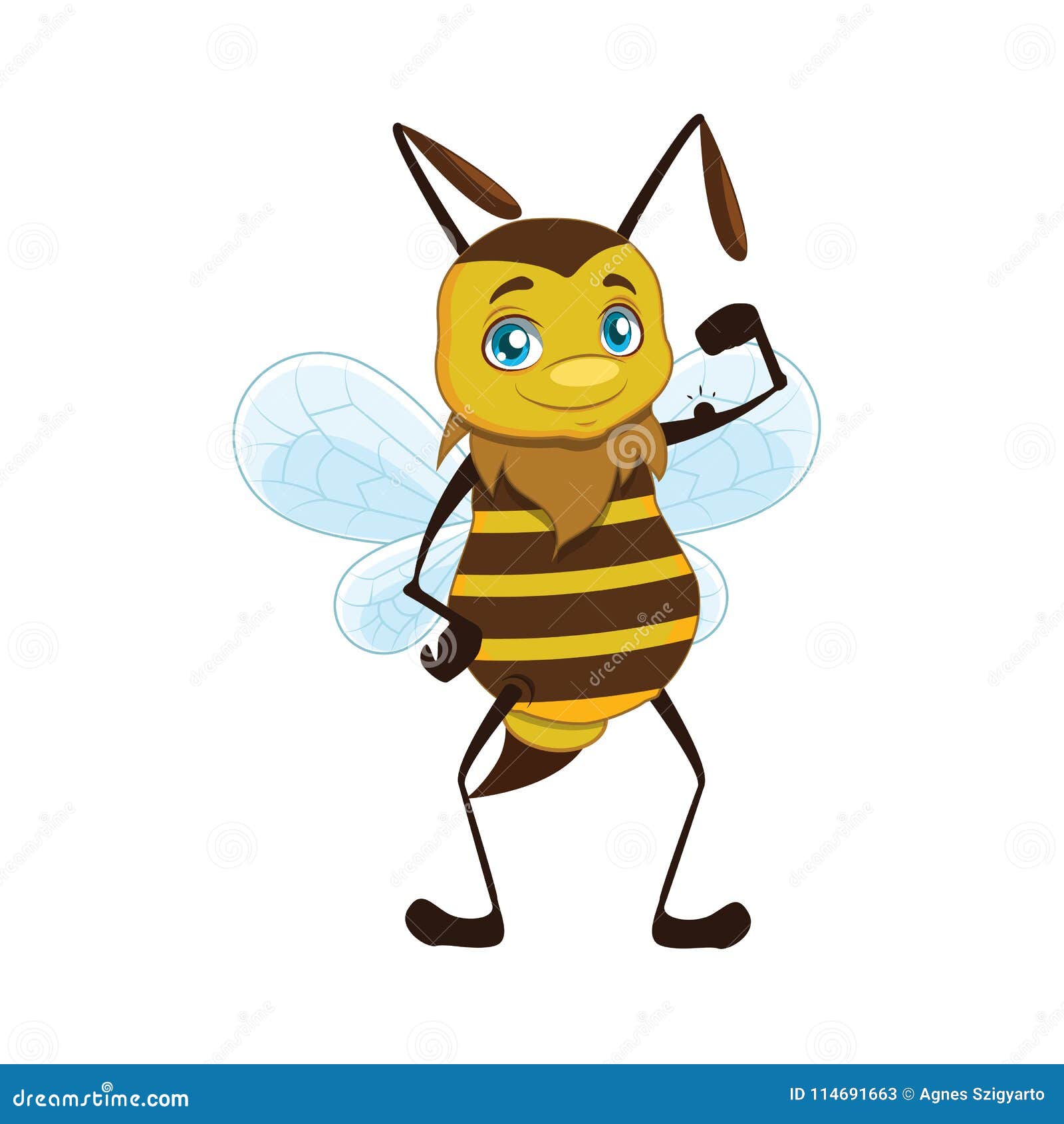 Illustration of a Bee Flexing Stock Vector - Illustration of antenna ...
