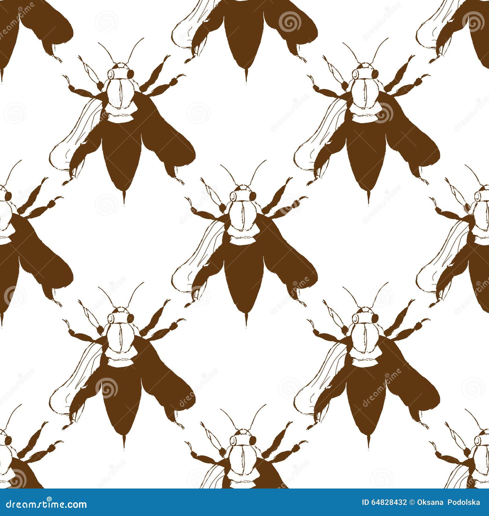 Illustration of a Bee. Wild Nature. a Swarm of Bees. Seamless Pattern ...