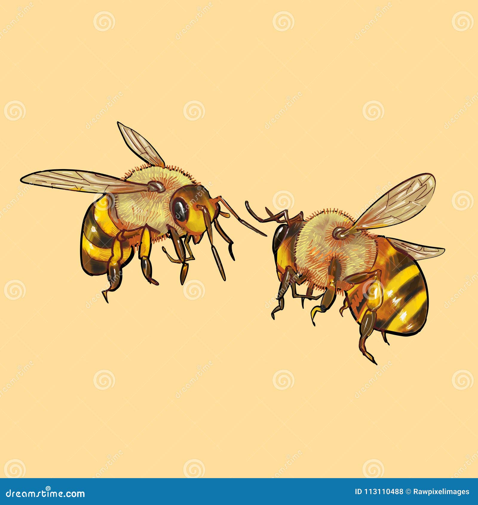 Illustration of Bees Flying Together Stock Illustration - Illustration ...