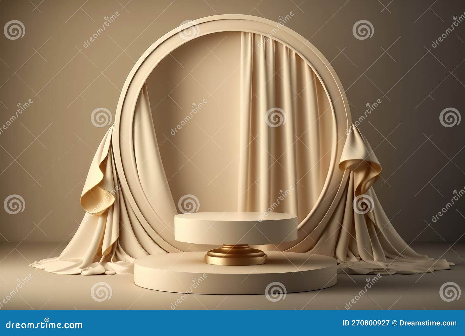 Illustration of a Beige Display Podium with Silk Fabric. AI Generation ...