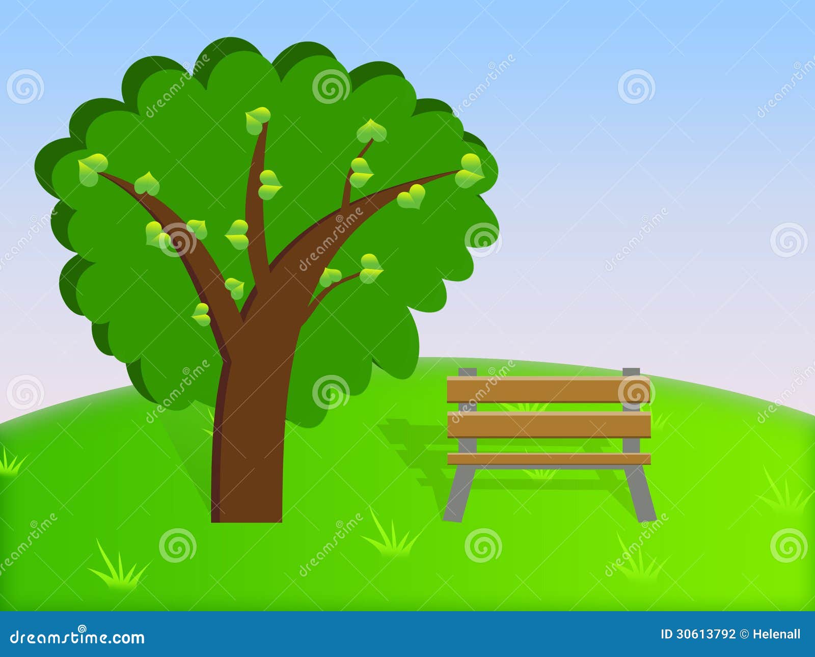 Illustration of a Bench and a Tree Stock Illustration - Illustration of ...