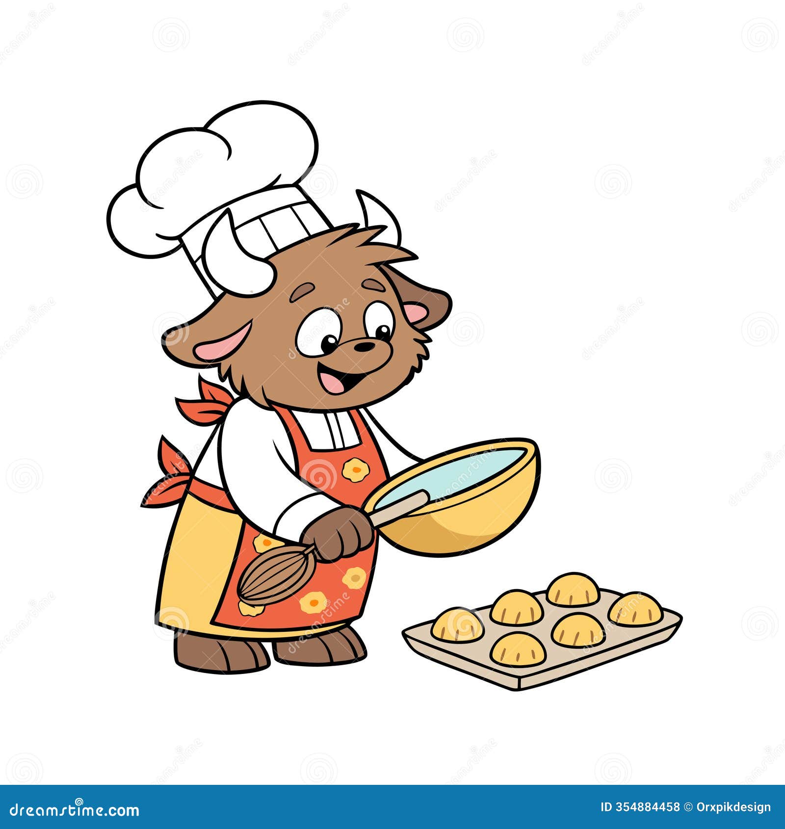 Benny The Baking Bison Lovable Character Design Cartoon Vector ...