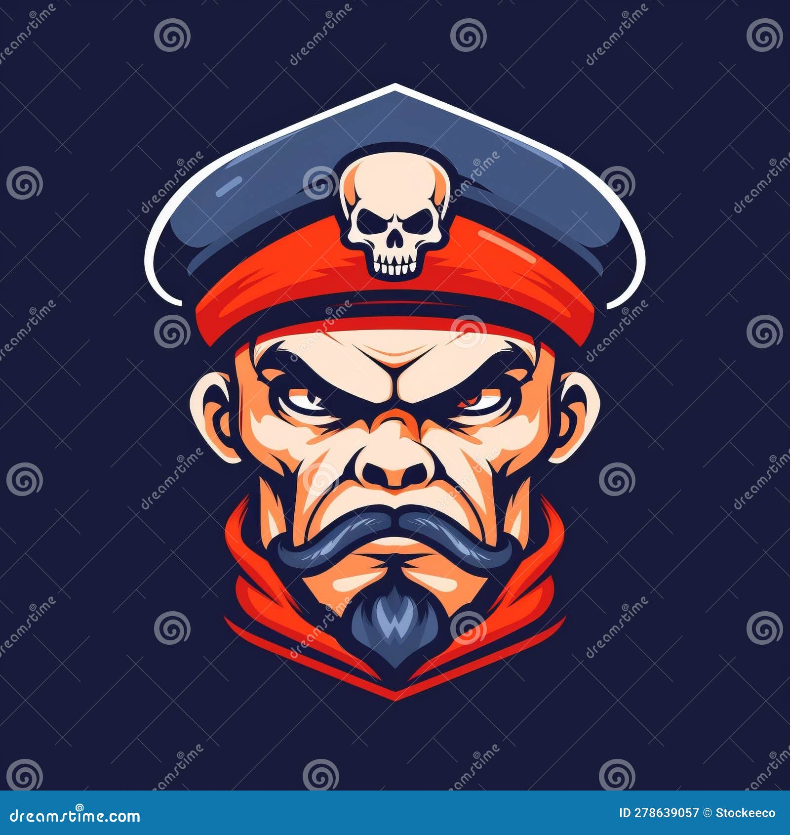 Flat Style Aggressive Beret Logo Illustration Stock Illustration ...