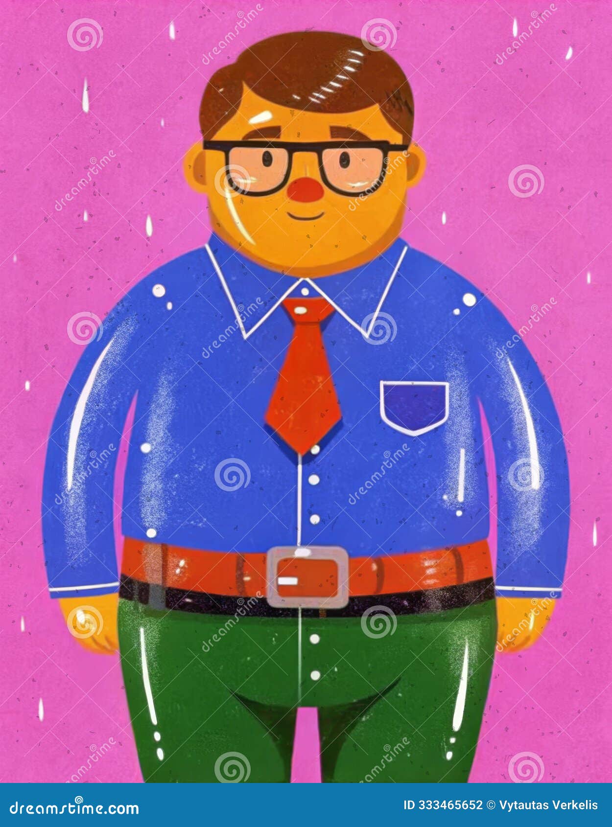 Illustration of a Bespectacled Man in Casual Attire Stock Illustration ...