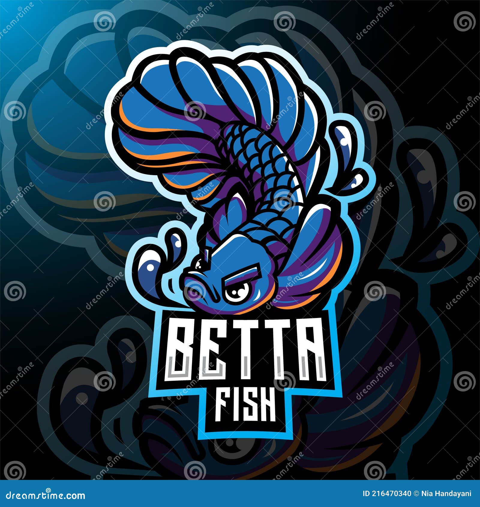 Betta Fish Esport Mascot Logo Stock Vector - Illustration of tropical ...