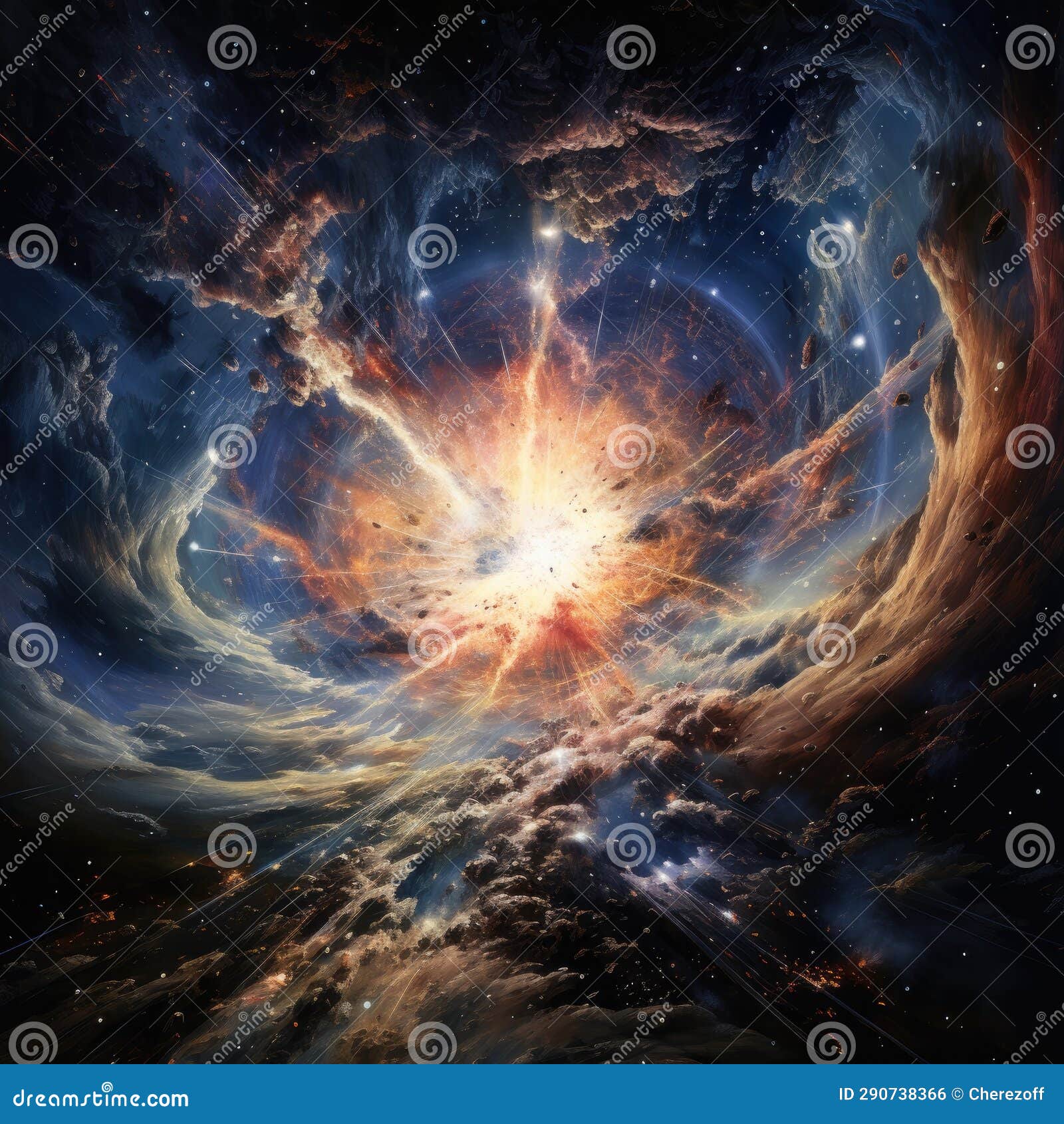Illustration of the Big Bang in the Universe Stock Photo - Image of ...