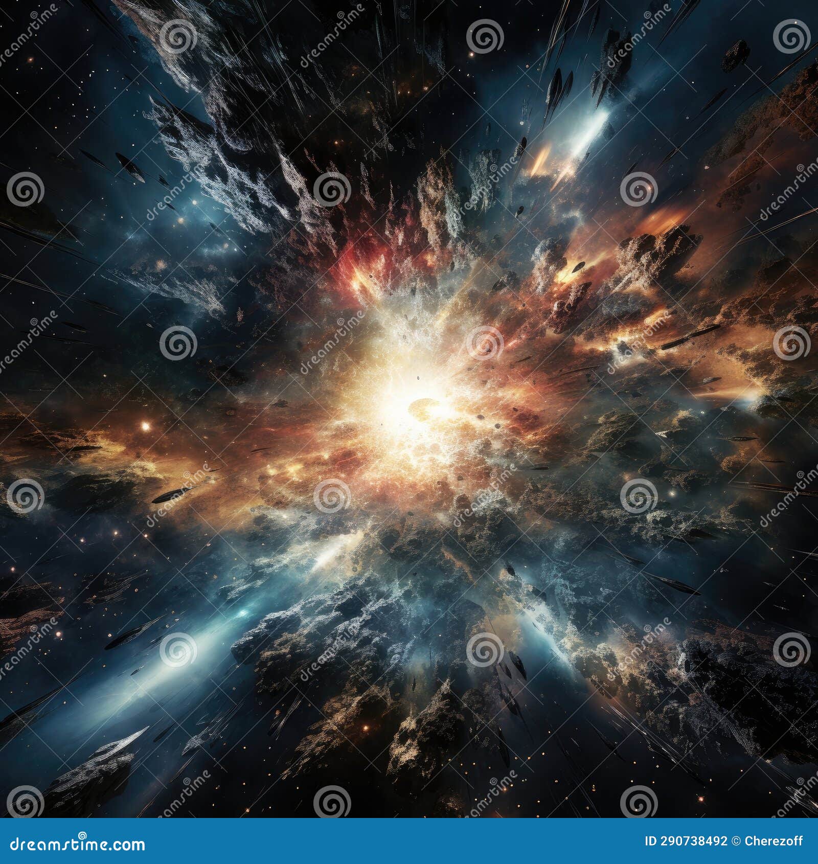 Illustration of the Big Bang in the Universe Stock Photo - Image of ...