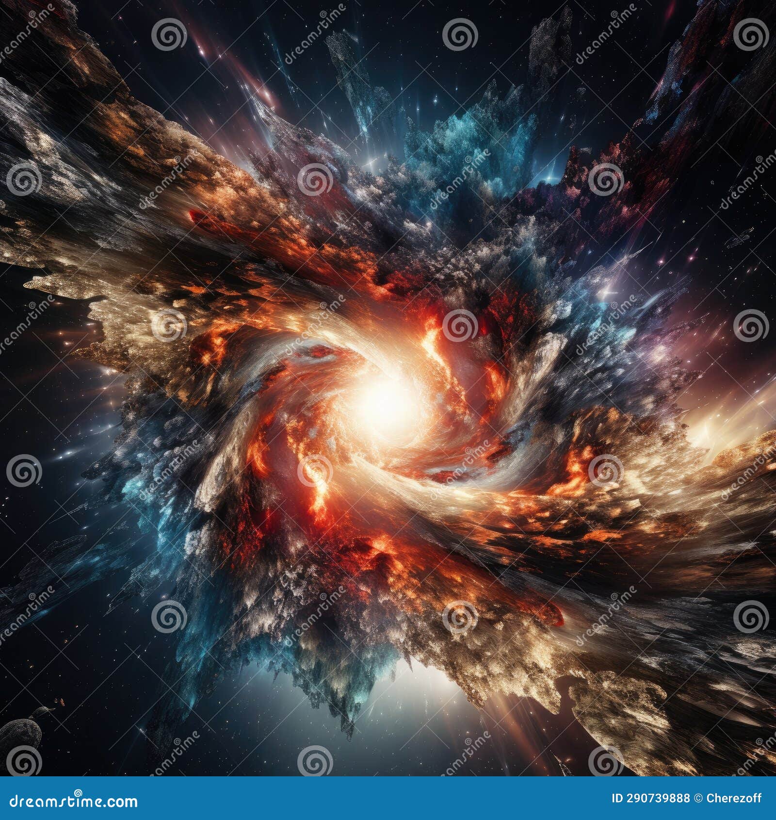Illustration of the Big Bang in the Universe Stock Photo - Image of ...
