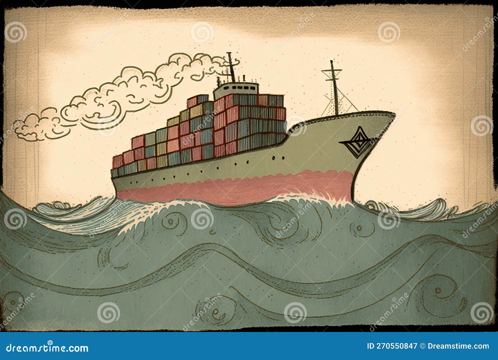 Illustration of a Big Cargo Container Ship in the Sea. Generative AI ... Illustration of a Big Cargo Container Ship in the Sea. Generative AI ...