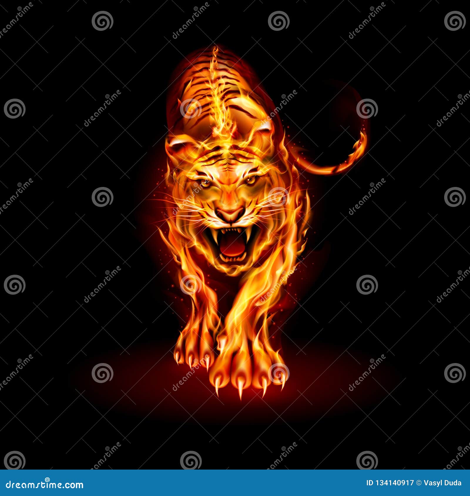 Fire Tiger stock vector. Illustration of beauty, head - 134140917