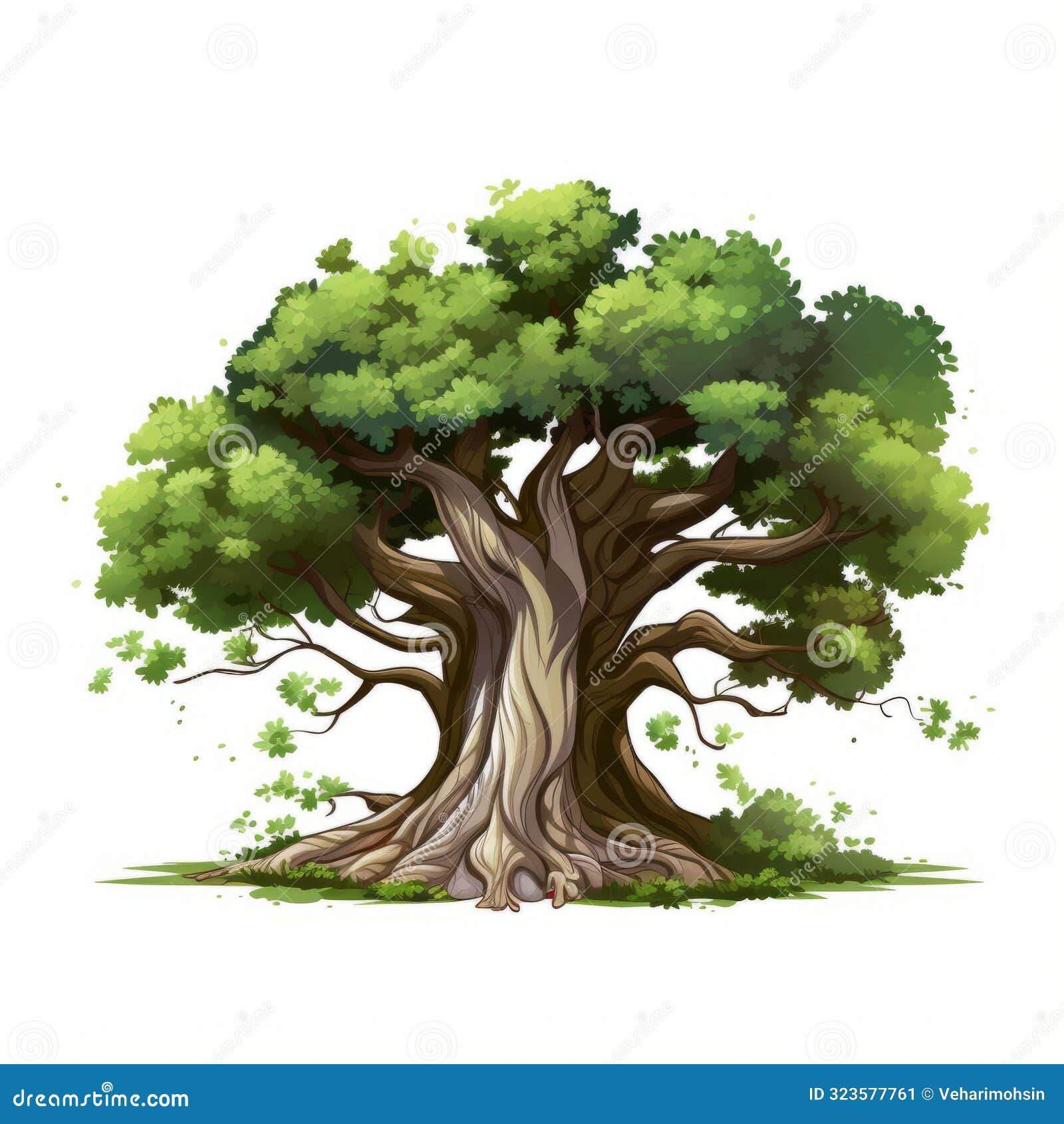 Illustration Of A Big Tree On A White Background. Vector., Wight ...
