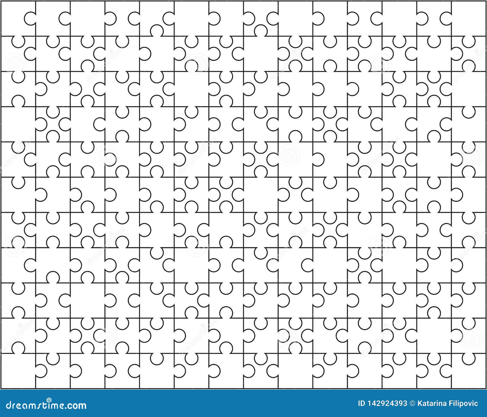 15 White Puzzles Pieces Arranged In A Rectangle Shape. Jigsaw Puzzle ...