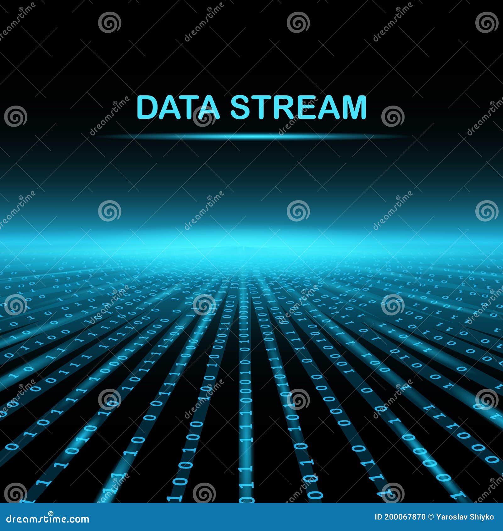 Binary Code on Abstract Technology Background. Data Stream Stock Vector ...