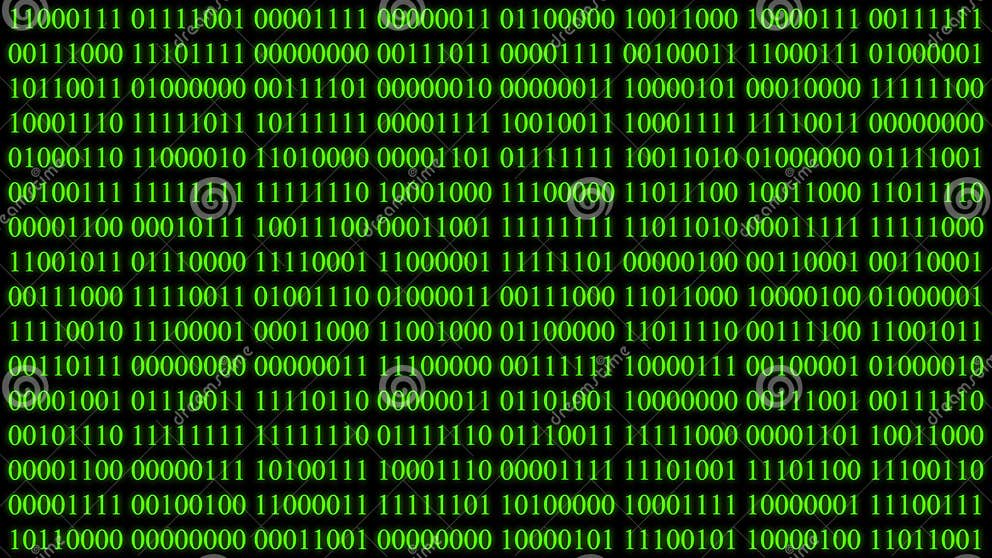Illustration of Binary Encoding Green Light Glowing with Digits ...
