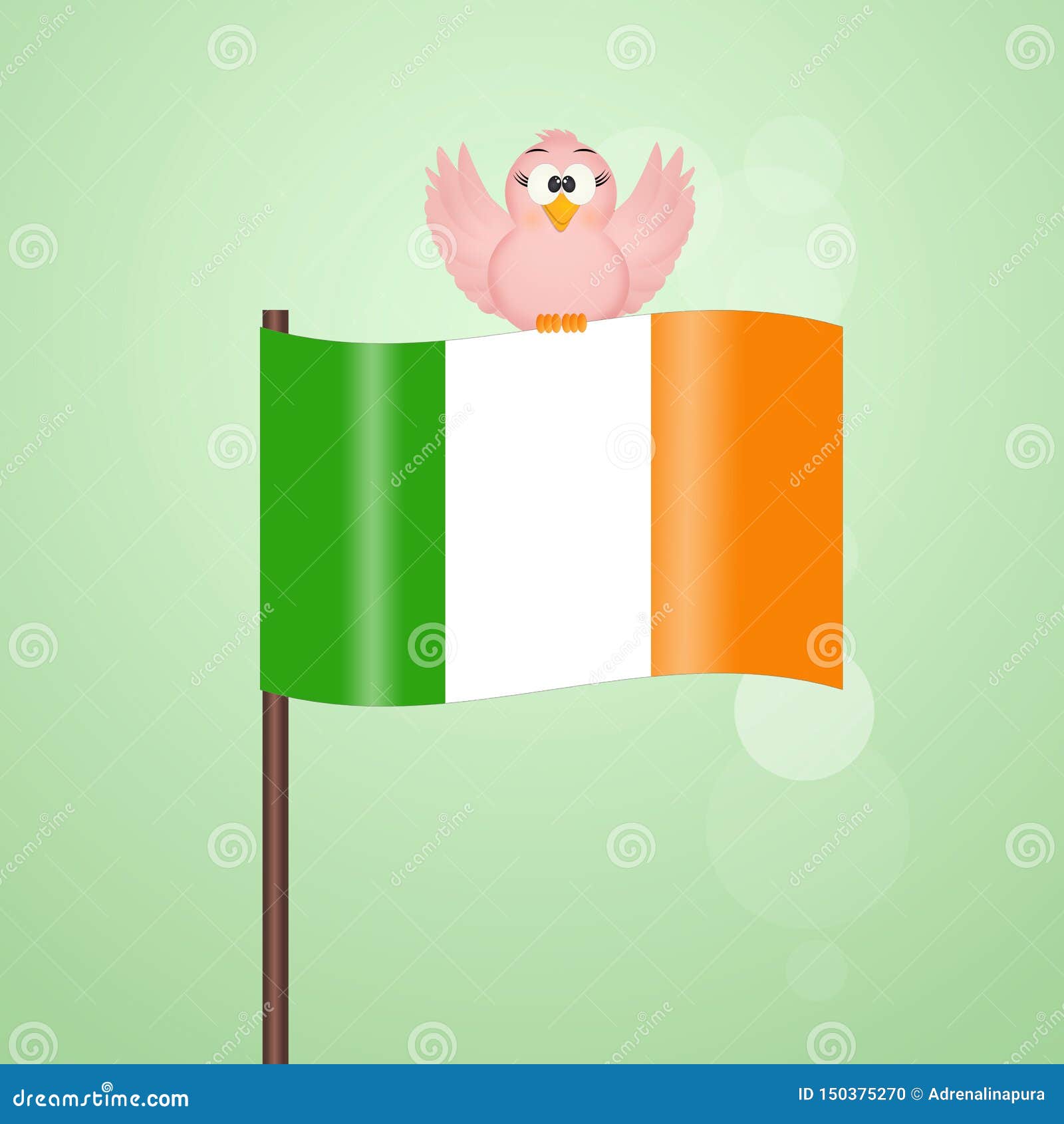 Bird on Irish flag stock illustration. Illustration of flag - 150375270