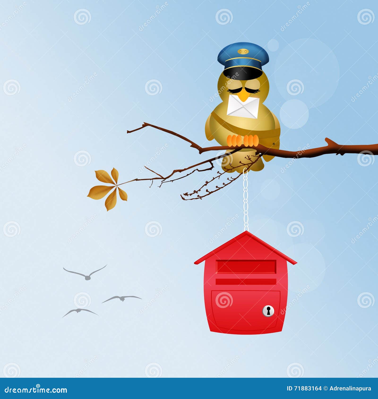 Bird Postman With Letter Of Santa Claus Royalty-Free Stock Photography ...